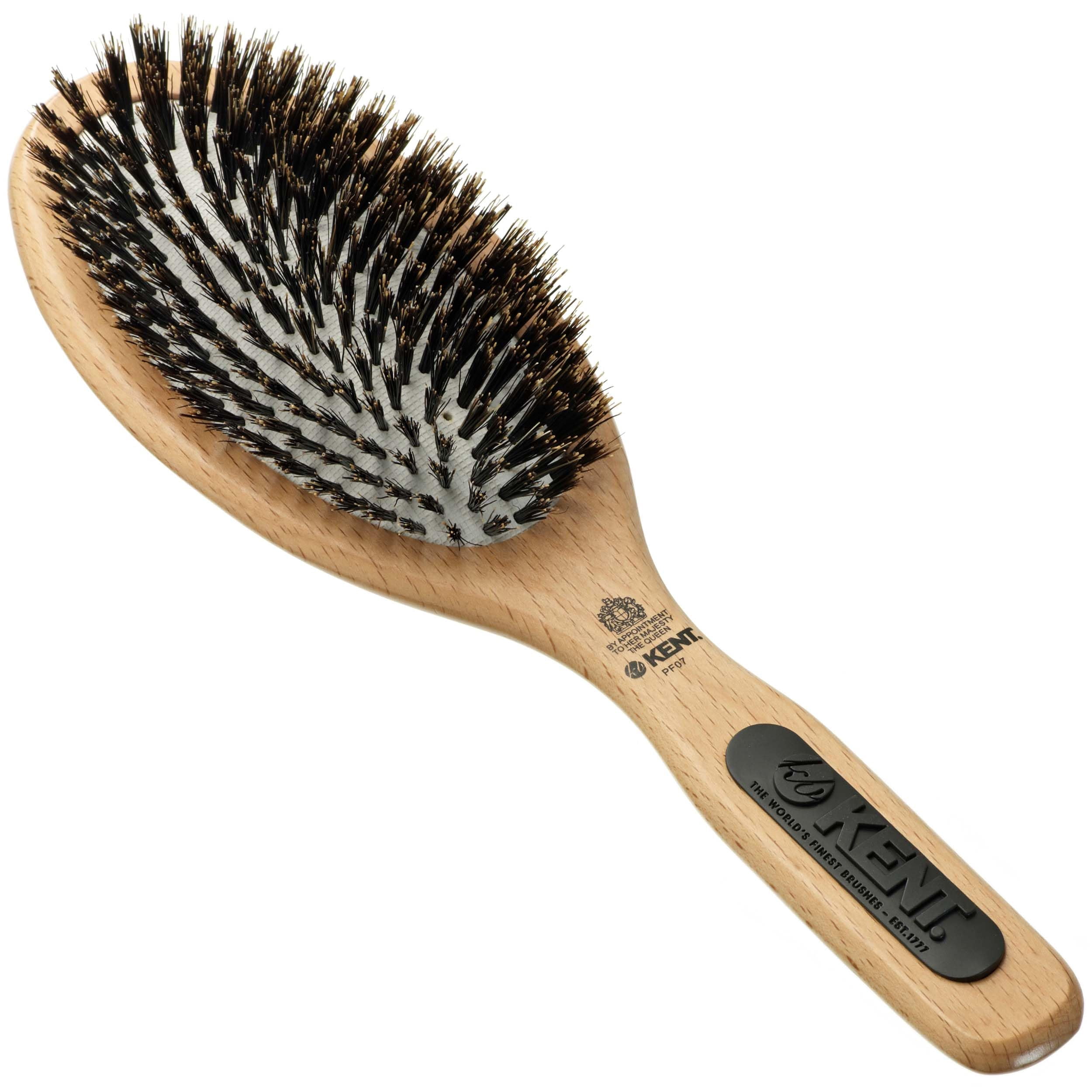 Kent PF07 Extra-Large 100% Boar Bristle Cushion Brush-Wood ...