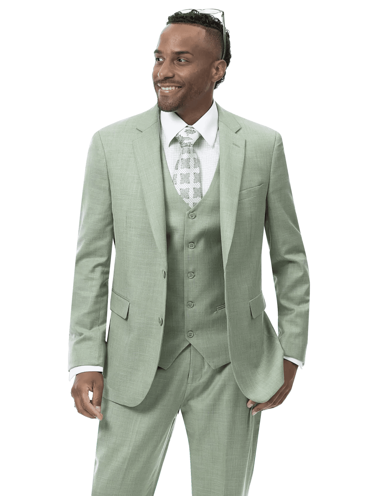 Kent & Park Moss Green Regular Fit Two Button 3 Piece Suit - Walmart.com