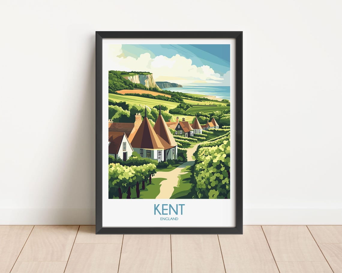 Kent Poster Vintage England Scenic Art Print, Unframed Poster Size ...