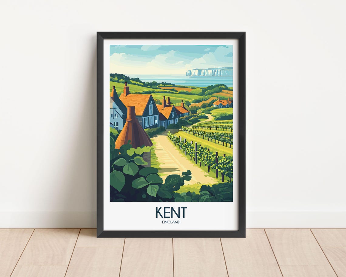 Kent Poster Vintage England Scenic Wall Art Print, Unframed Poster Size ...