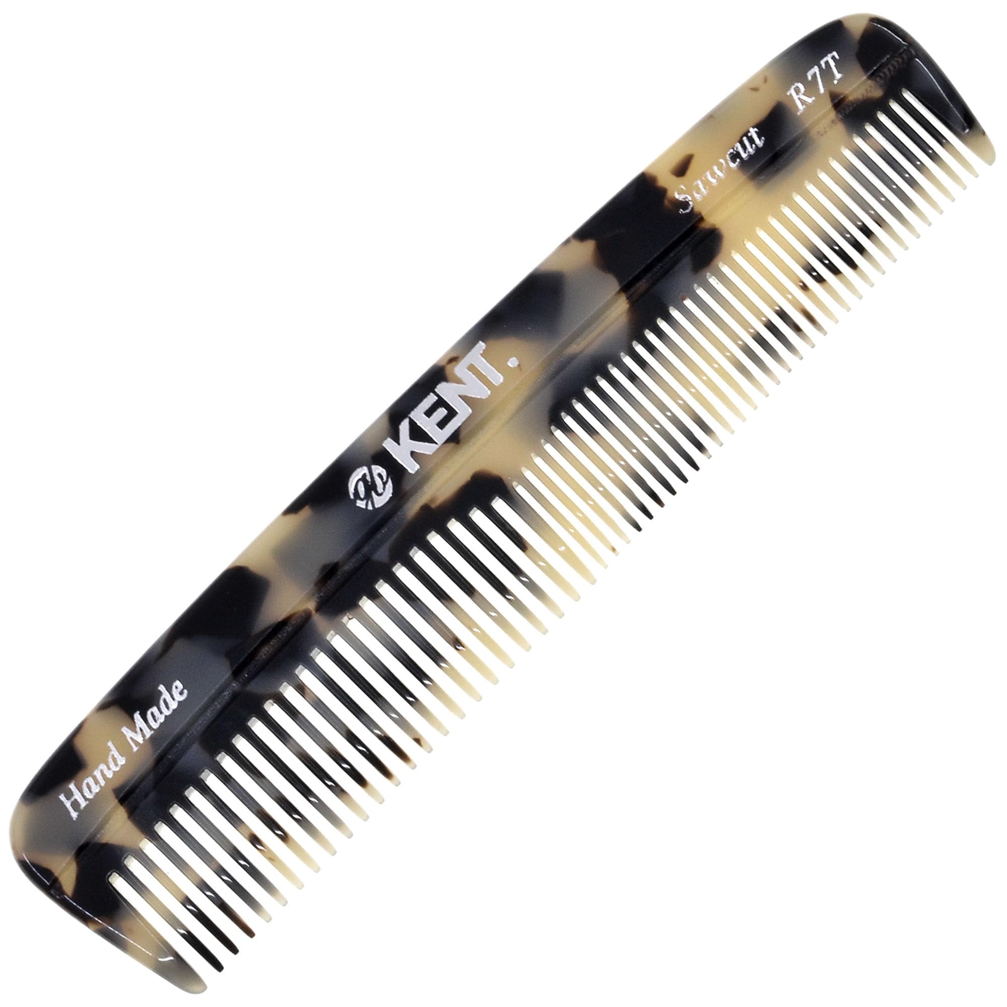 Kent R7T TW Fine and Wide Tooth Hair Comb - 5.1" Handmade Pocket Comb for Men, Best Beard Comb ...