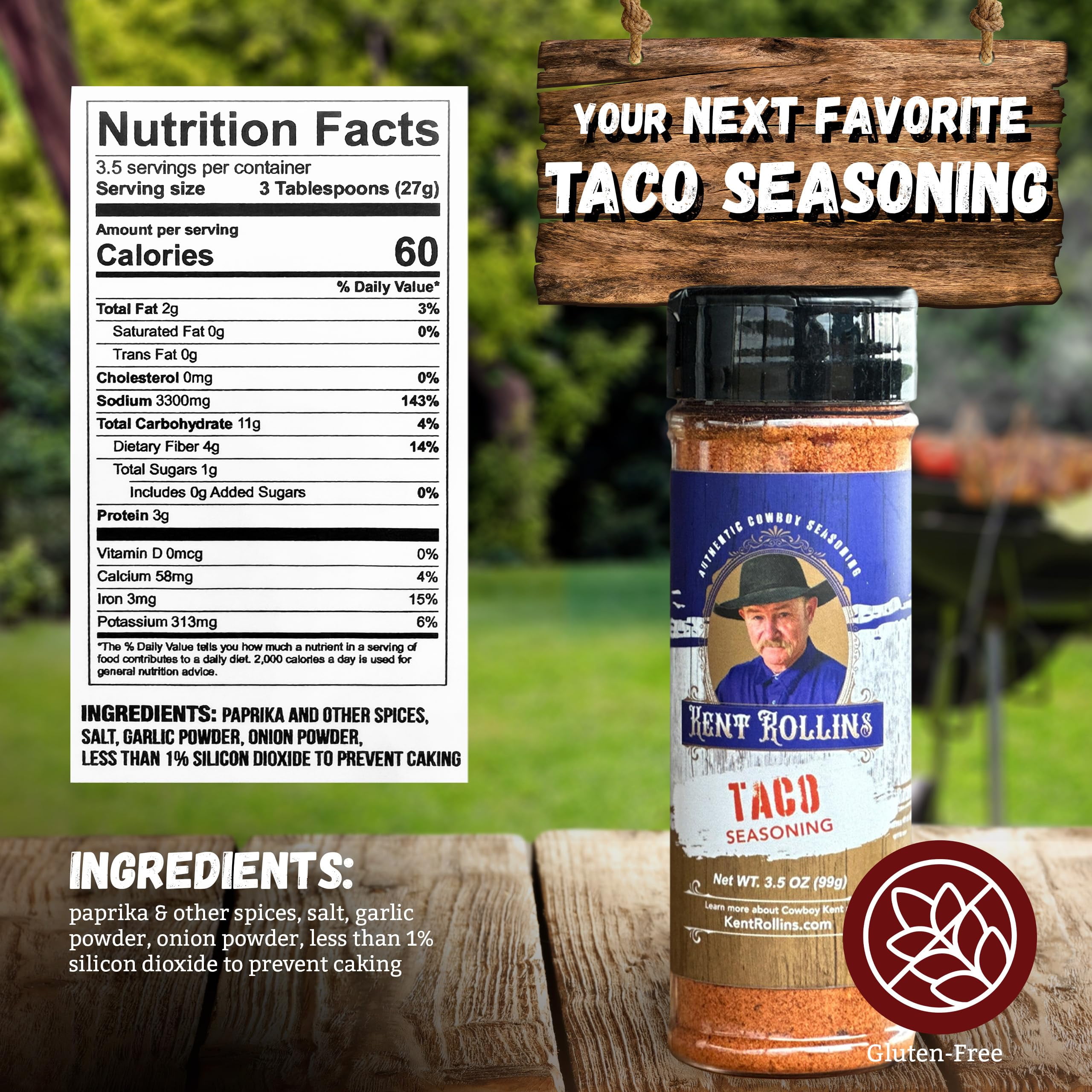 Kent Rollins Taco SCH4 Seasoning - Gluten Free Taco Seasoning Mix with ...