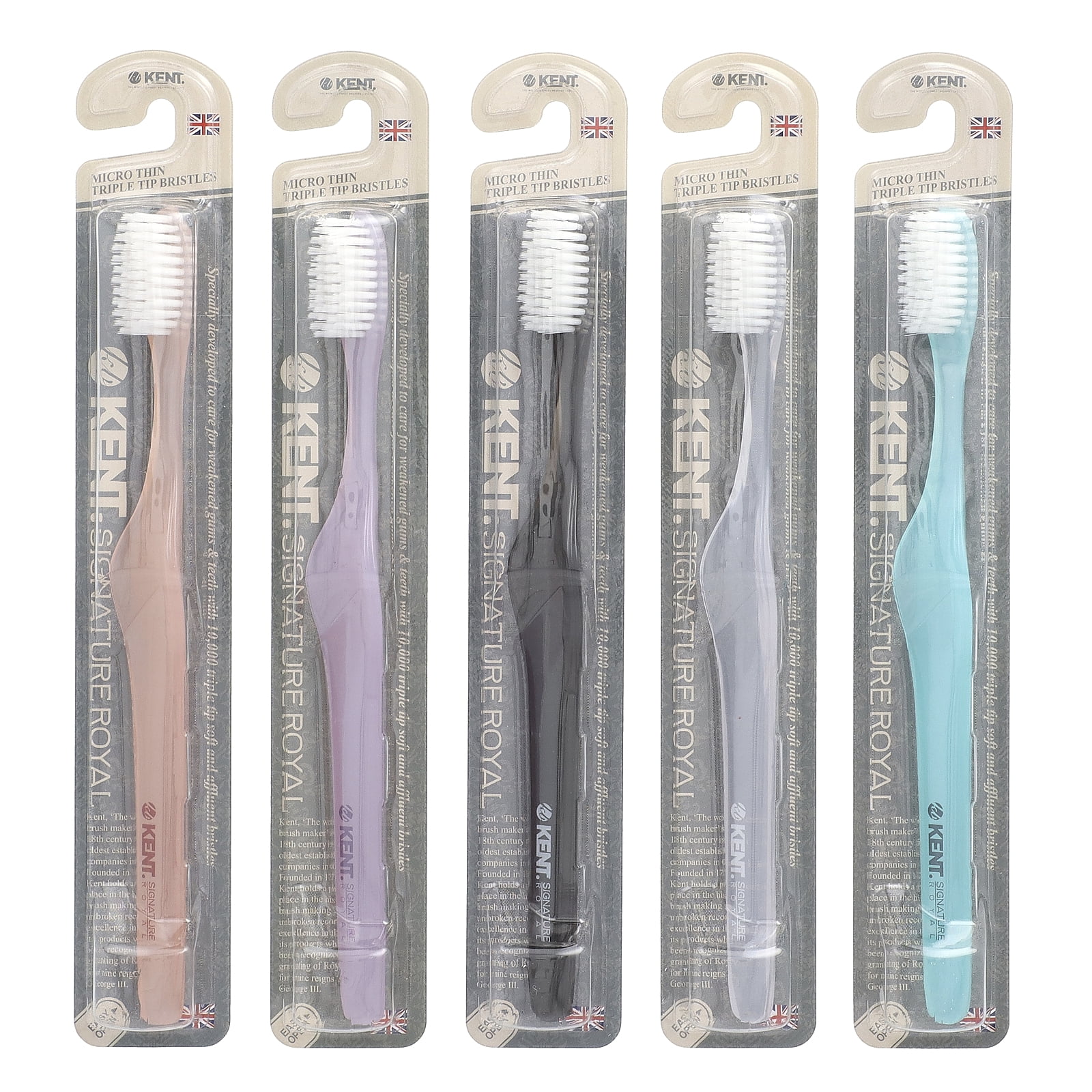 Kent Signature Royal, White Edition, Ultra Soft Toothbrush, 5 Pack ...