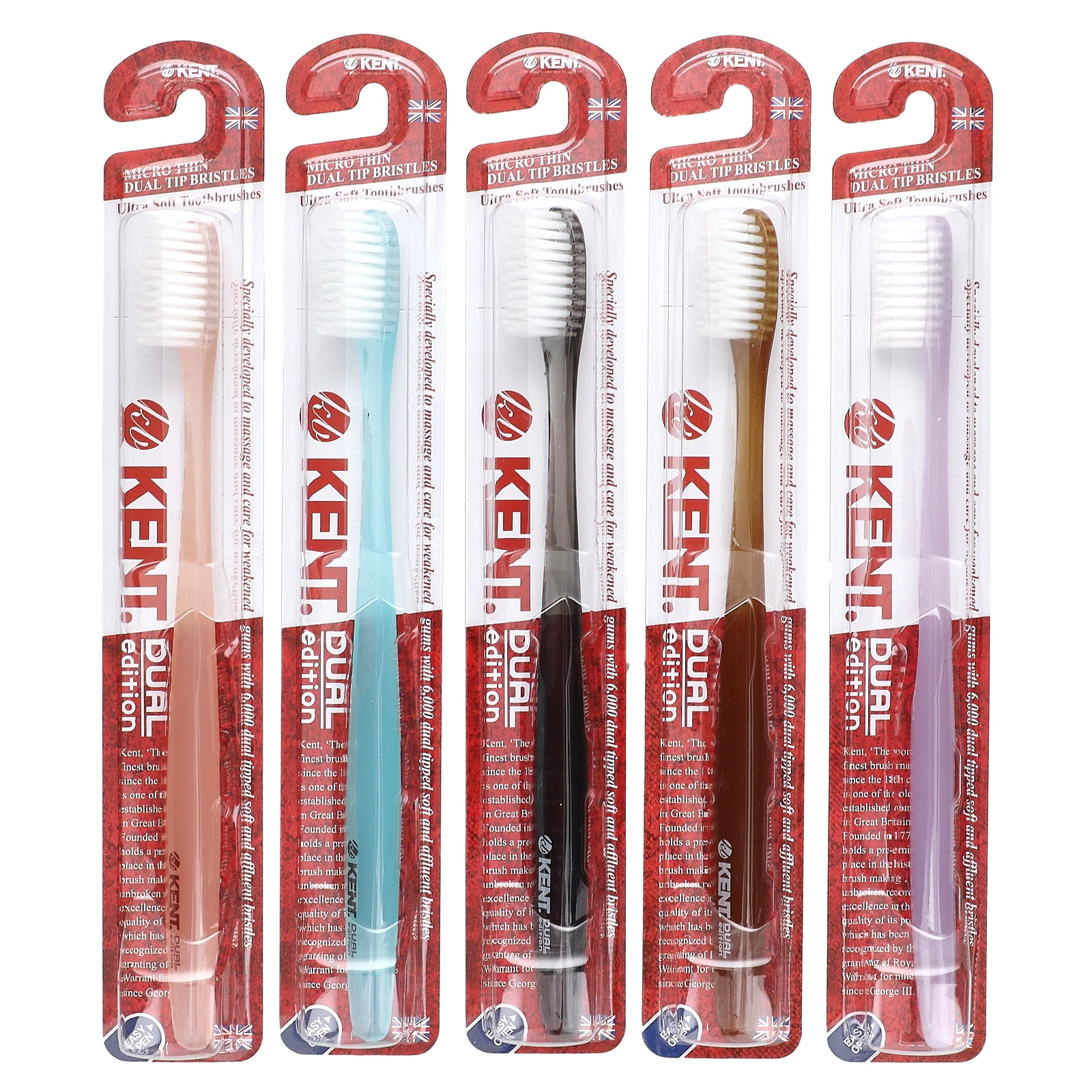 Kent Ultra Soft Toothbrushes, Dual Edition, 5 Toothbrushes - Walmart.com
