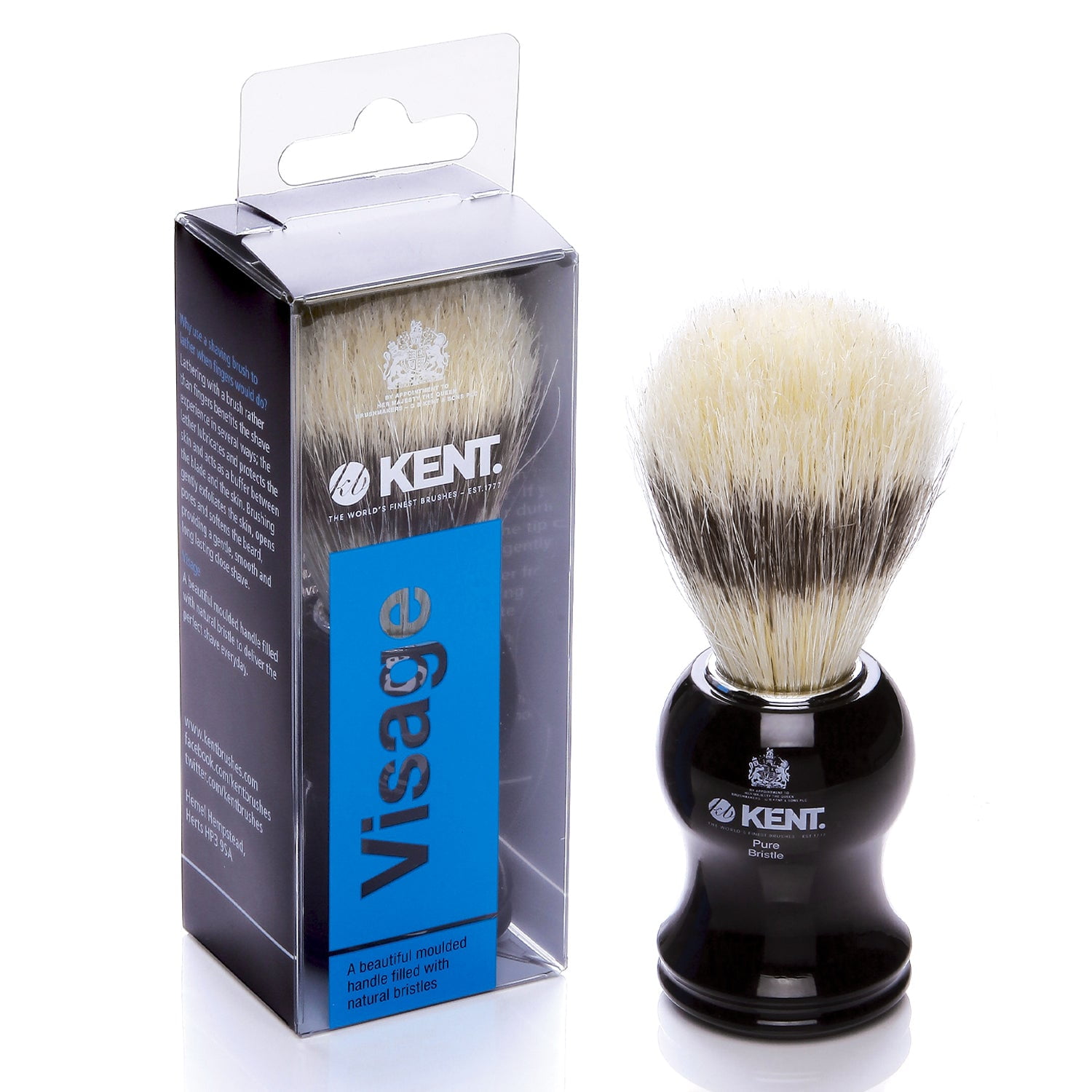 Kent VS60 Natural Badger Bristle Black Socket Shaving Brush for Men for ...