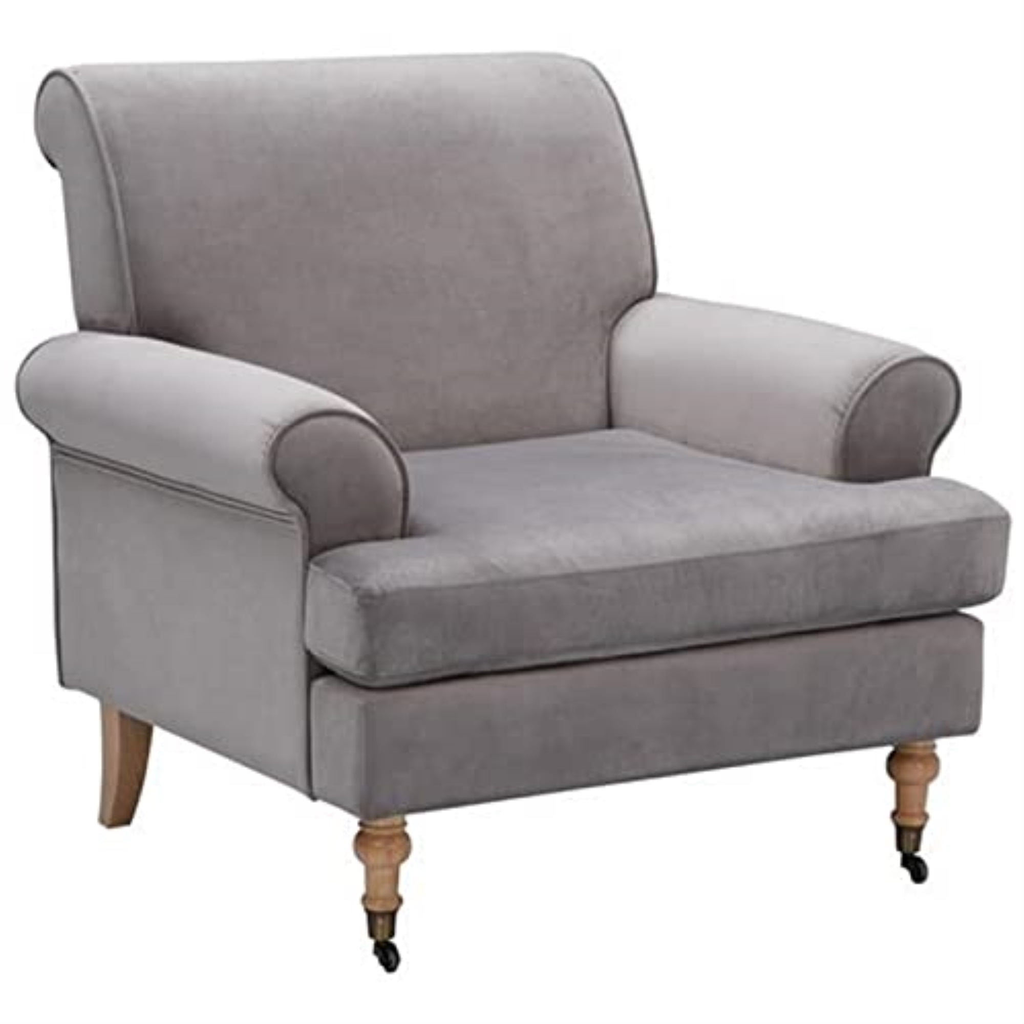 Kent Accent Chair Gray Velvet Saber Back Leg Front Leg Casters ...