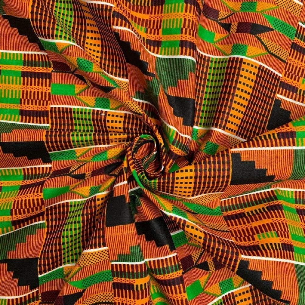 Kente Cloth Fabric Print (6 Yards) African Kente Ankara Fabric Cotton ...