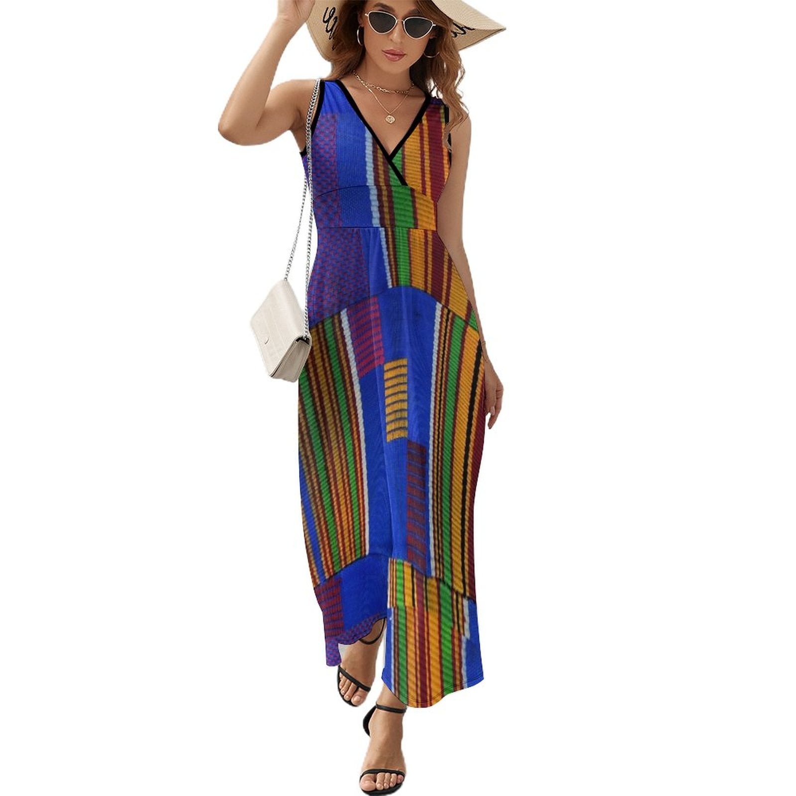 Kente Cloth Ghana West African Print Sleeveless Dress Elegant gown ...