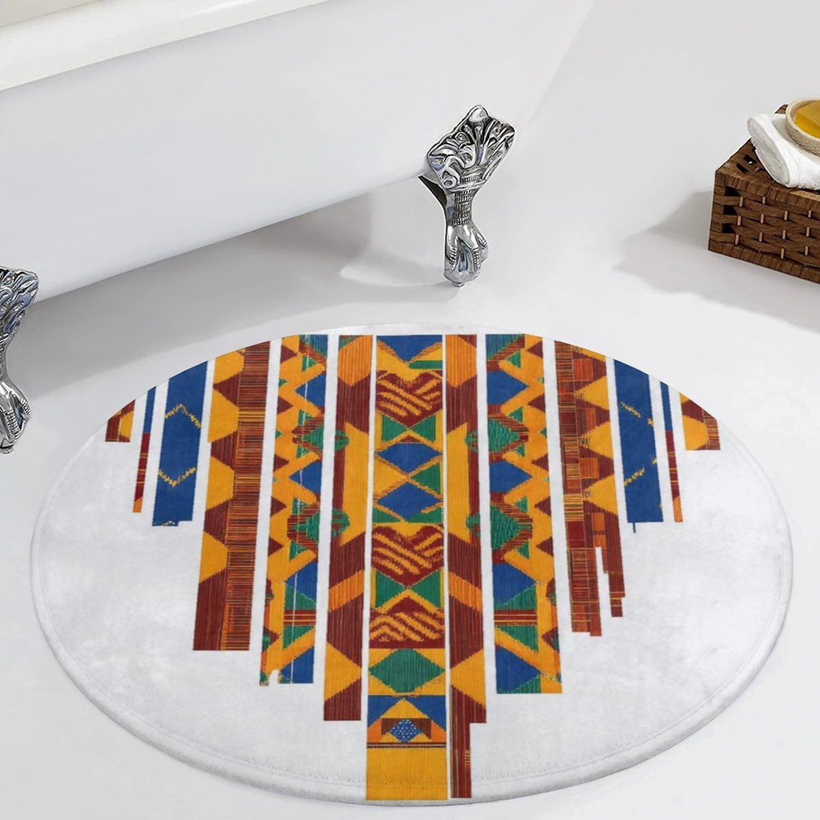 Kente Design African Print African Clothing-2 Round Area Carpets Living ...