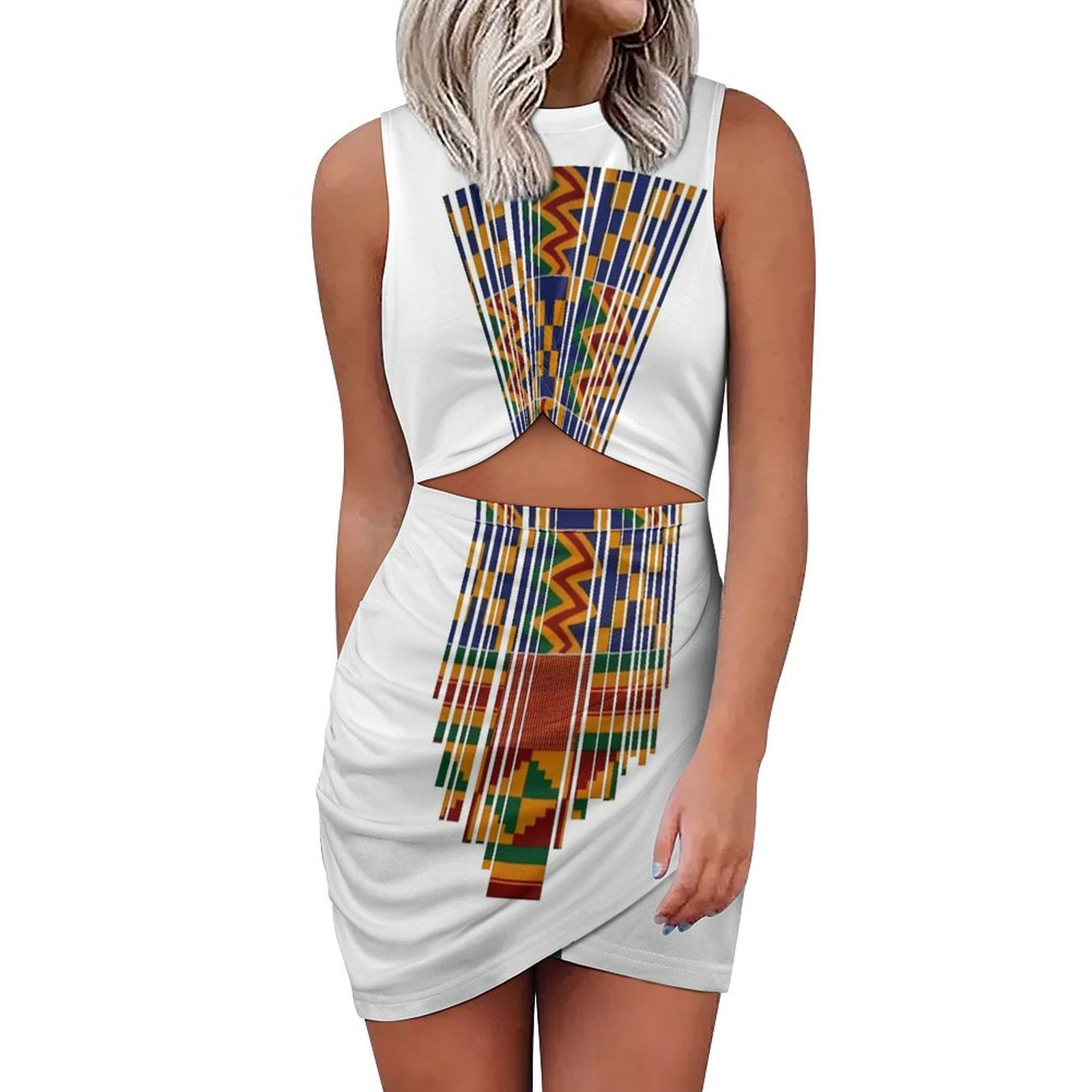Kente Design African Print African Clothing Women's Crossover Slim Hip ...