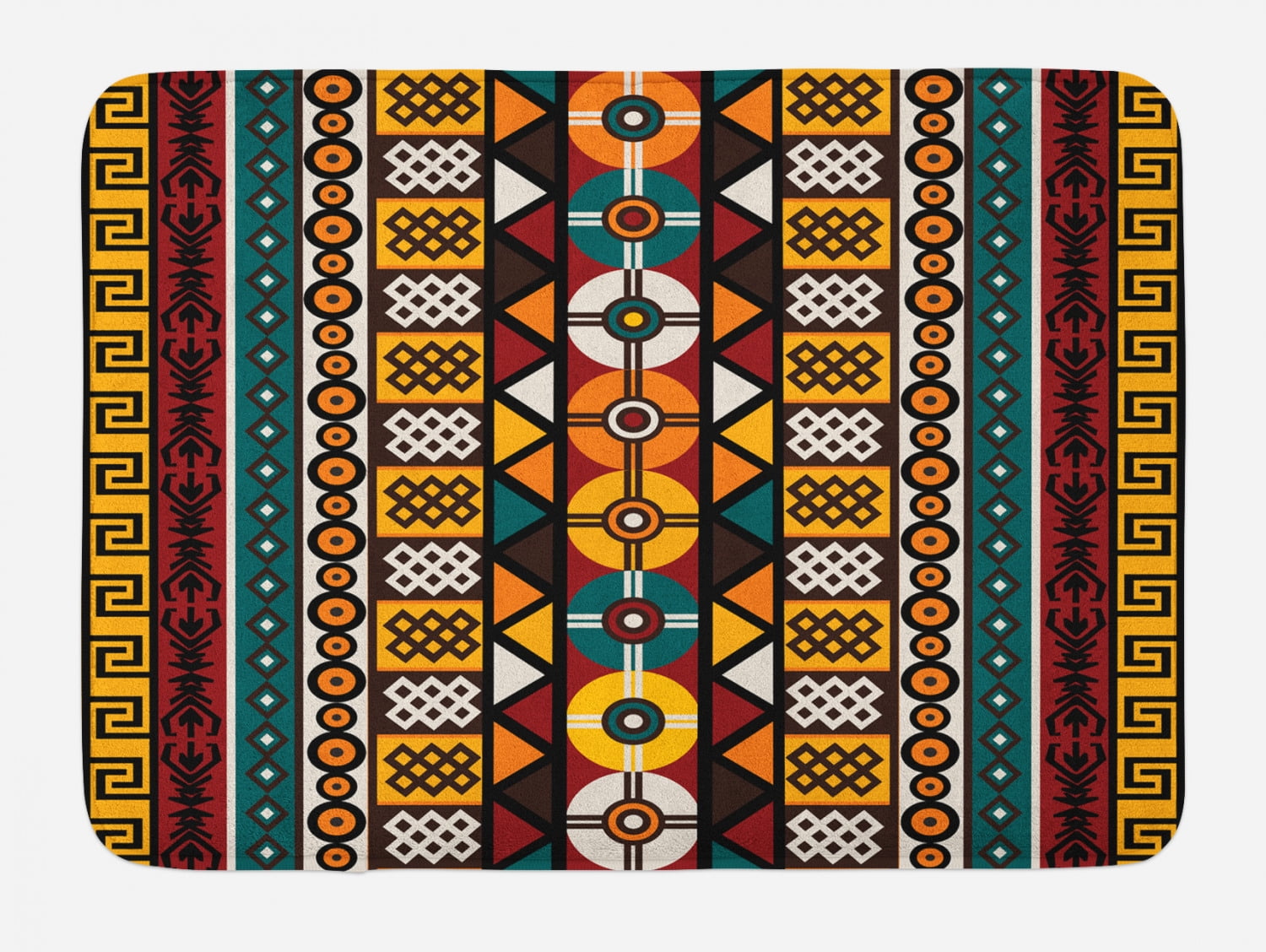 Kente Pattern Bath Mat, Vertical Borders Inspired by Primitive African ...