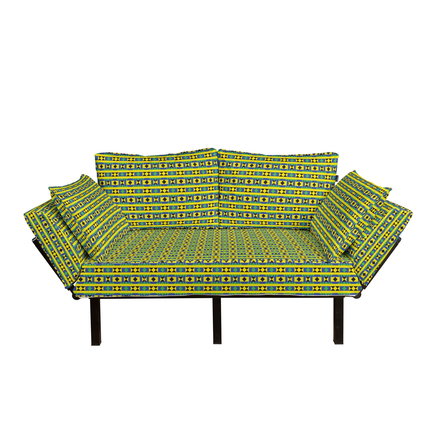 Kente Pattern Futon Couch, Geometric Vertical Borders Funky Colorful ...
