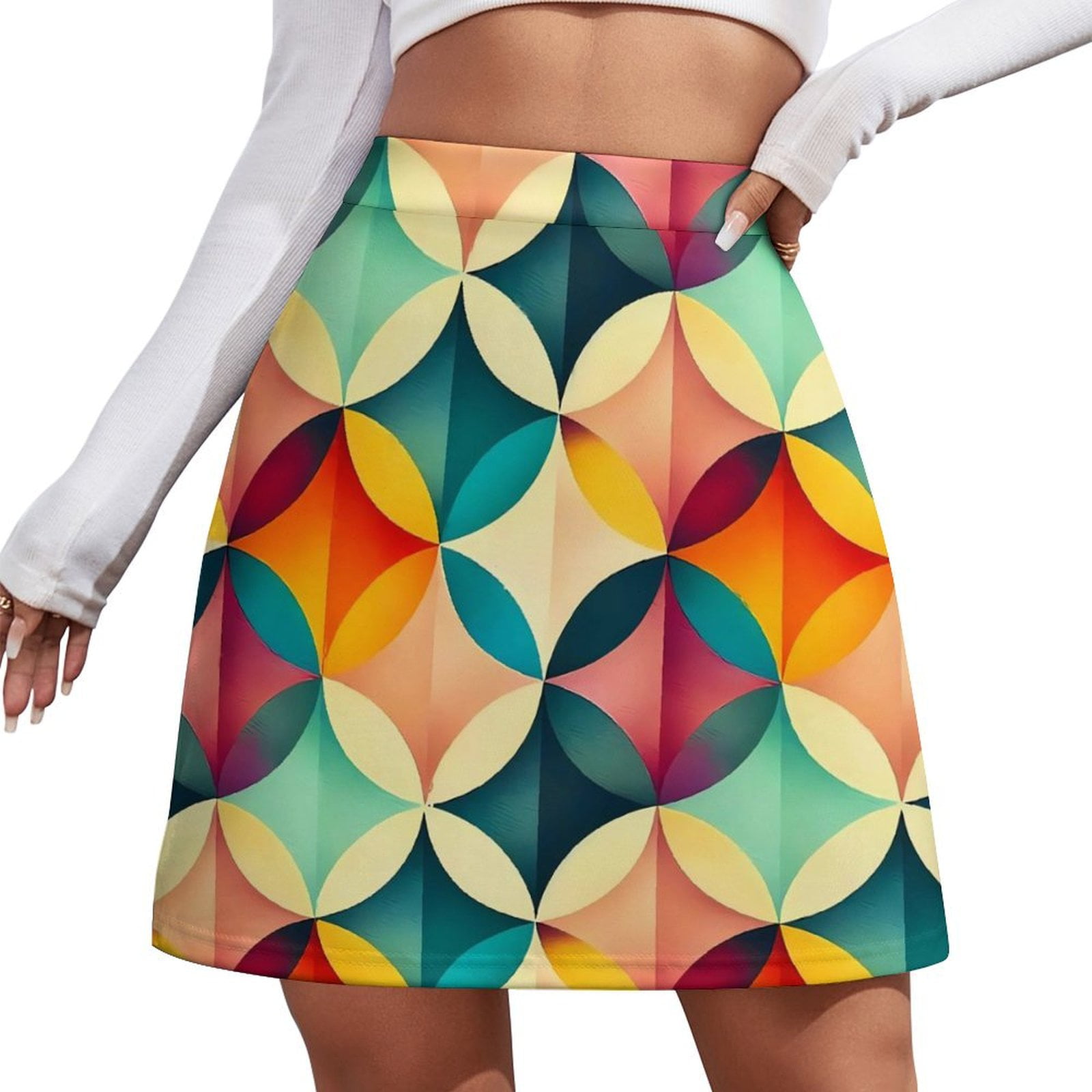 Kente Vintage Geometric Skirt Retro Rasta Colors Aesthetic Casual ...