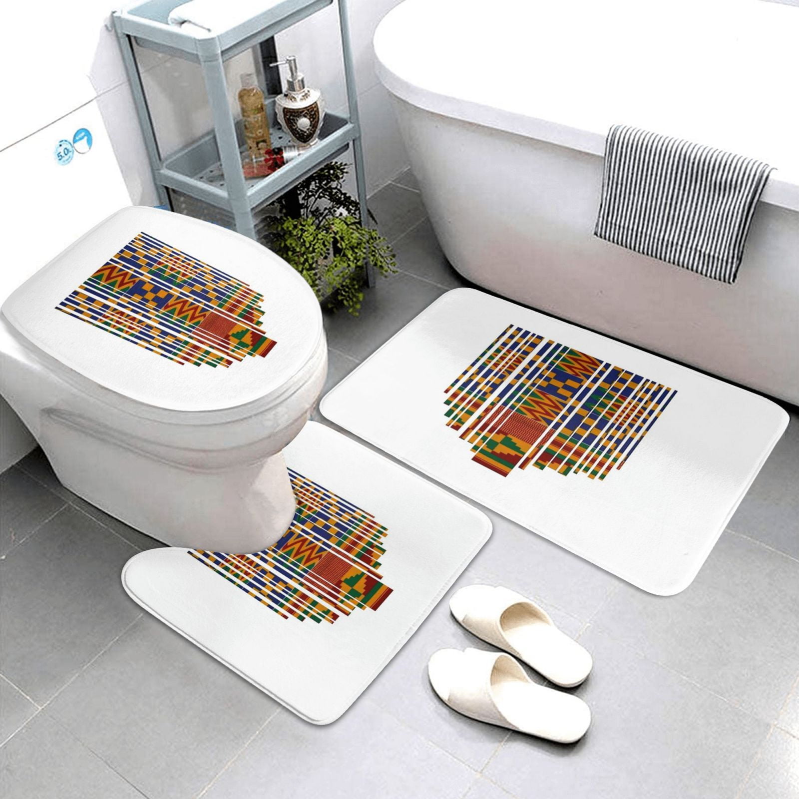 Kente design African print African clothing Bath Mat Set 3 Piece Non ...