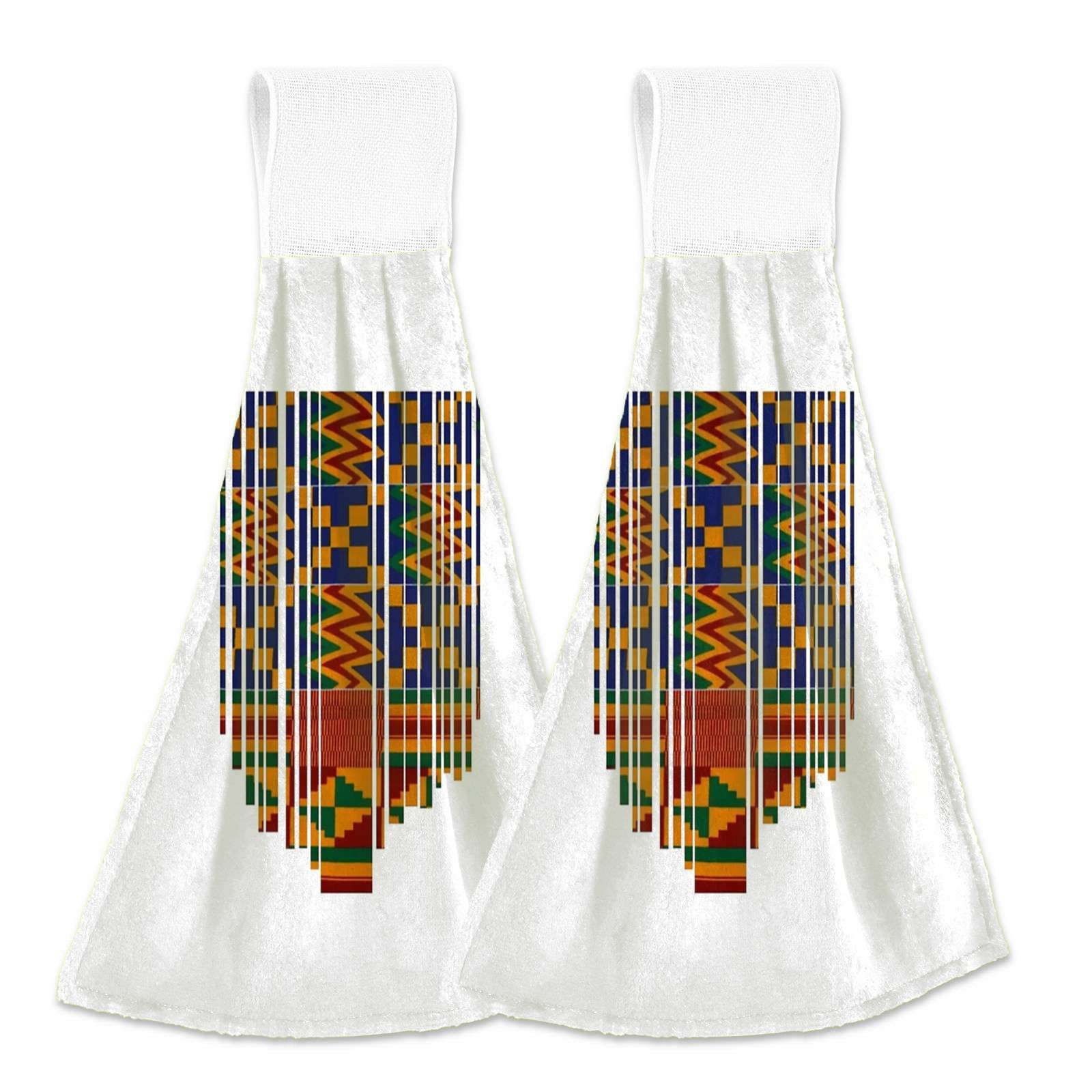 Kente design African print African clothing Hanging Kitchen Hand Towels ...