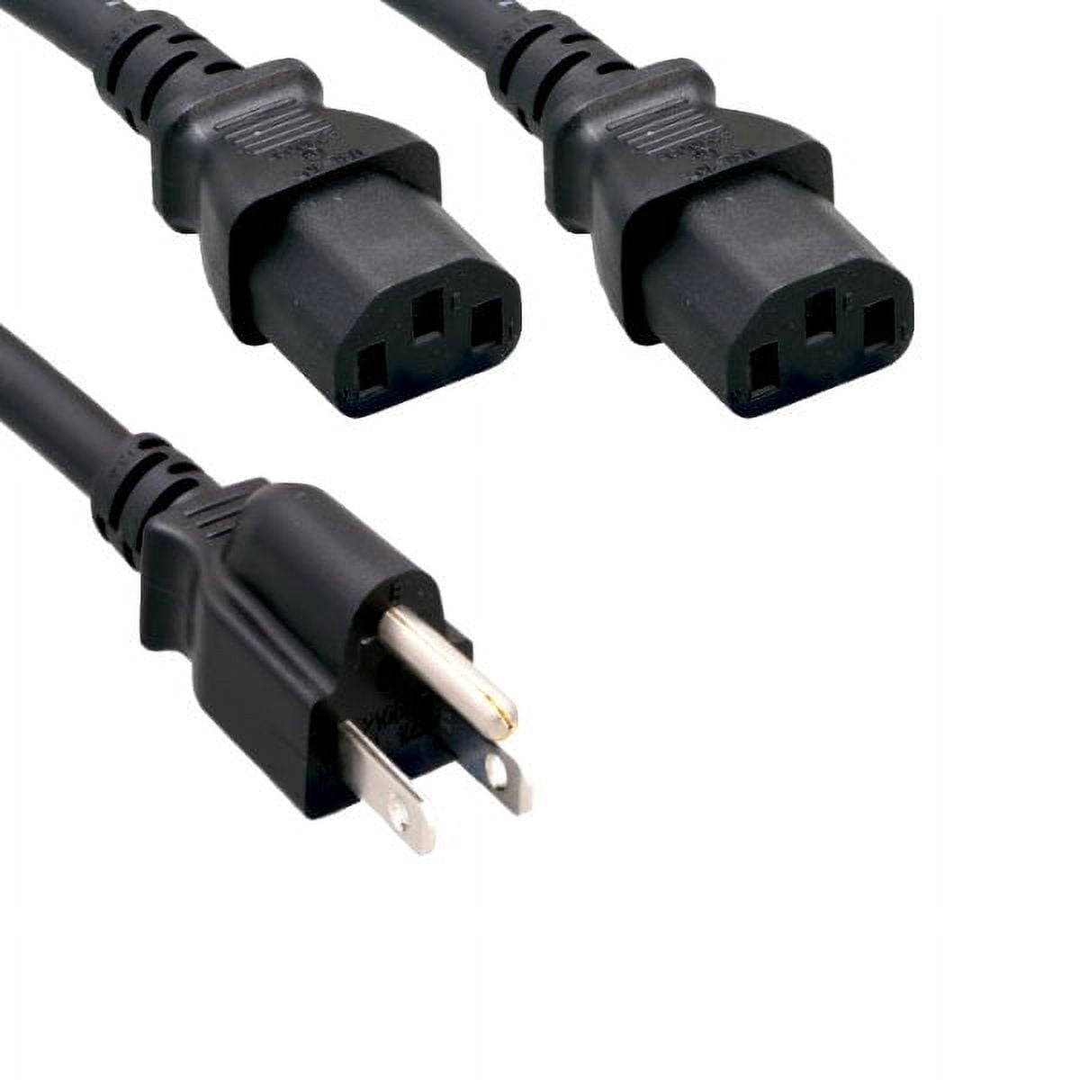 Kentek 10 Ft Power Cord 3 Prong Extension Y Splitter Cable NEMA5-15P to ...