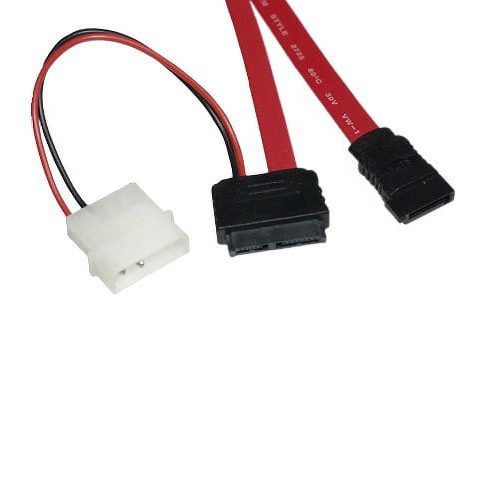 Kentek 12 Inch IN Slimline SATA Device Data Cable with Power Adapter 26 ...
