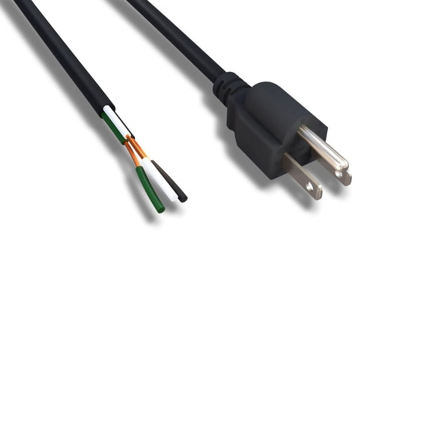 Kentek 6 Feet Ft 18 AWG AC Power Cable Cord NEMA 5-15P to ROJ Pigtail 3 ...