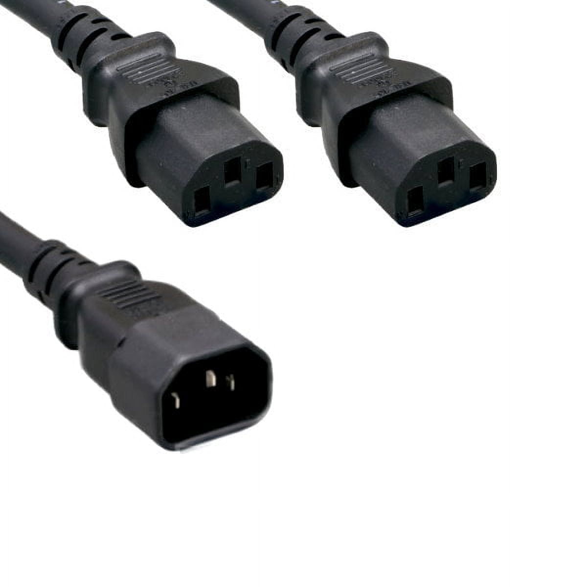 Kentek 6 Ft Power Cord 3 Prong Extension Y Splitter Cable IEC320 C14 to ...