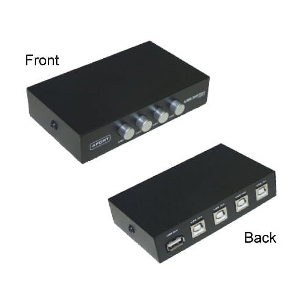 Kentek USB USB Type A to B 4 Way Manual Data Switch Box Push Button Style I/O ABCD Female Port ...
