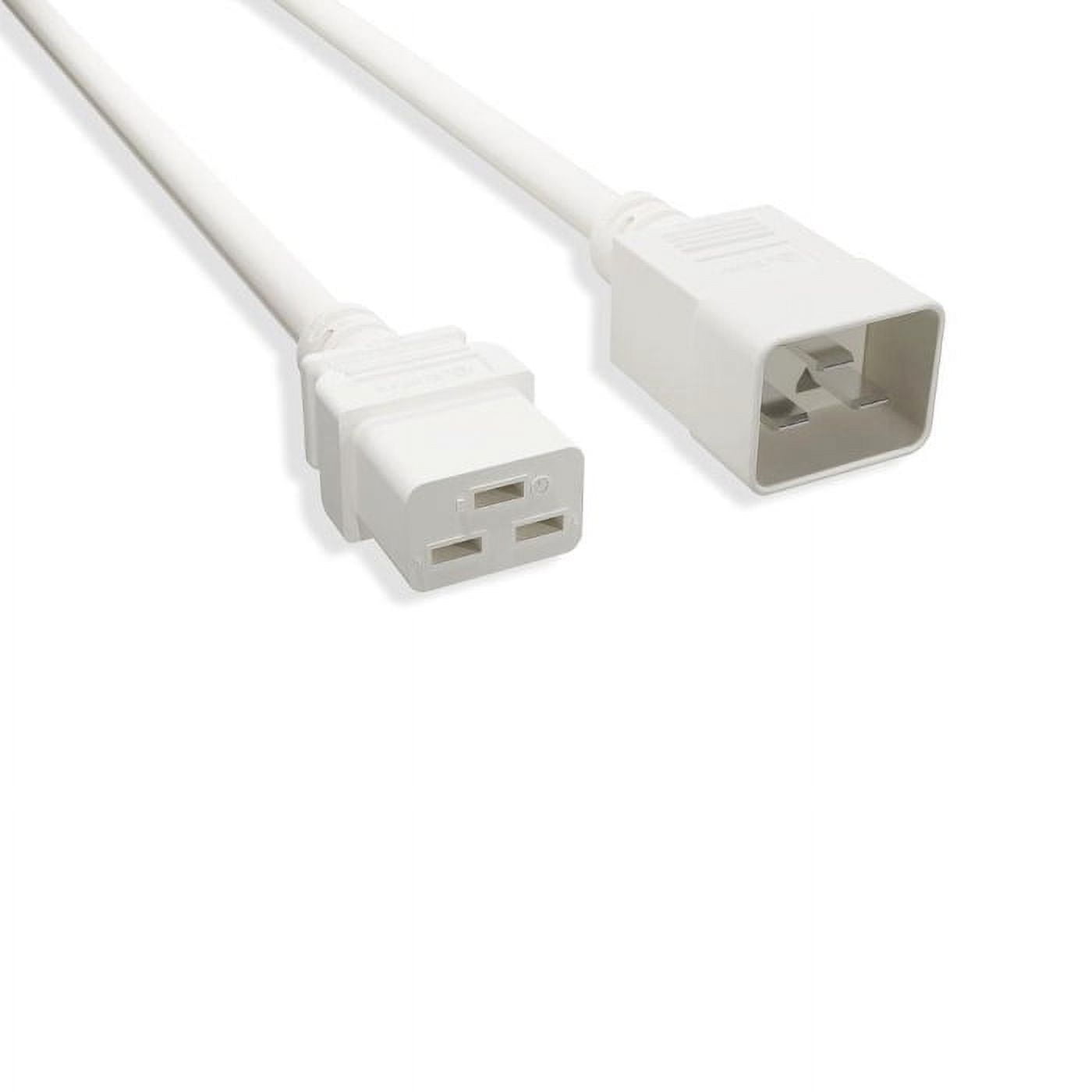 Kentek White 3 Feet Ft 12AWG Color Power Cable IEC60320 C19 to IEC60320 ...