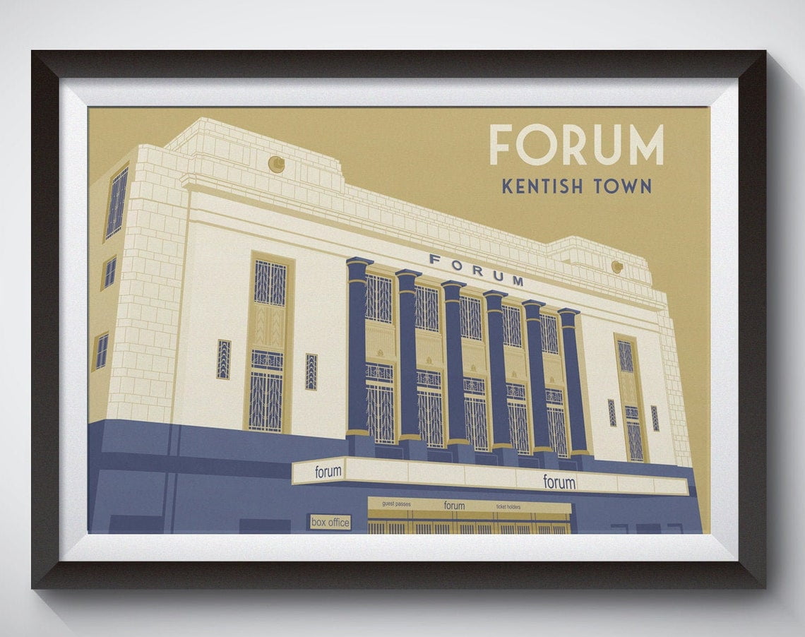 Kentish Town Forum Poster, Music Venue Print, London Architecture, Art ...