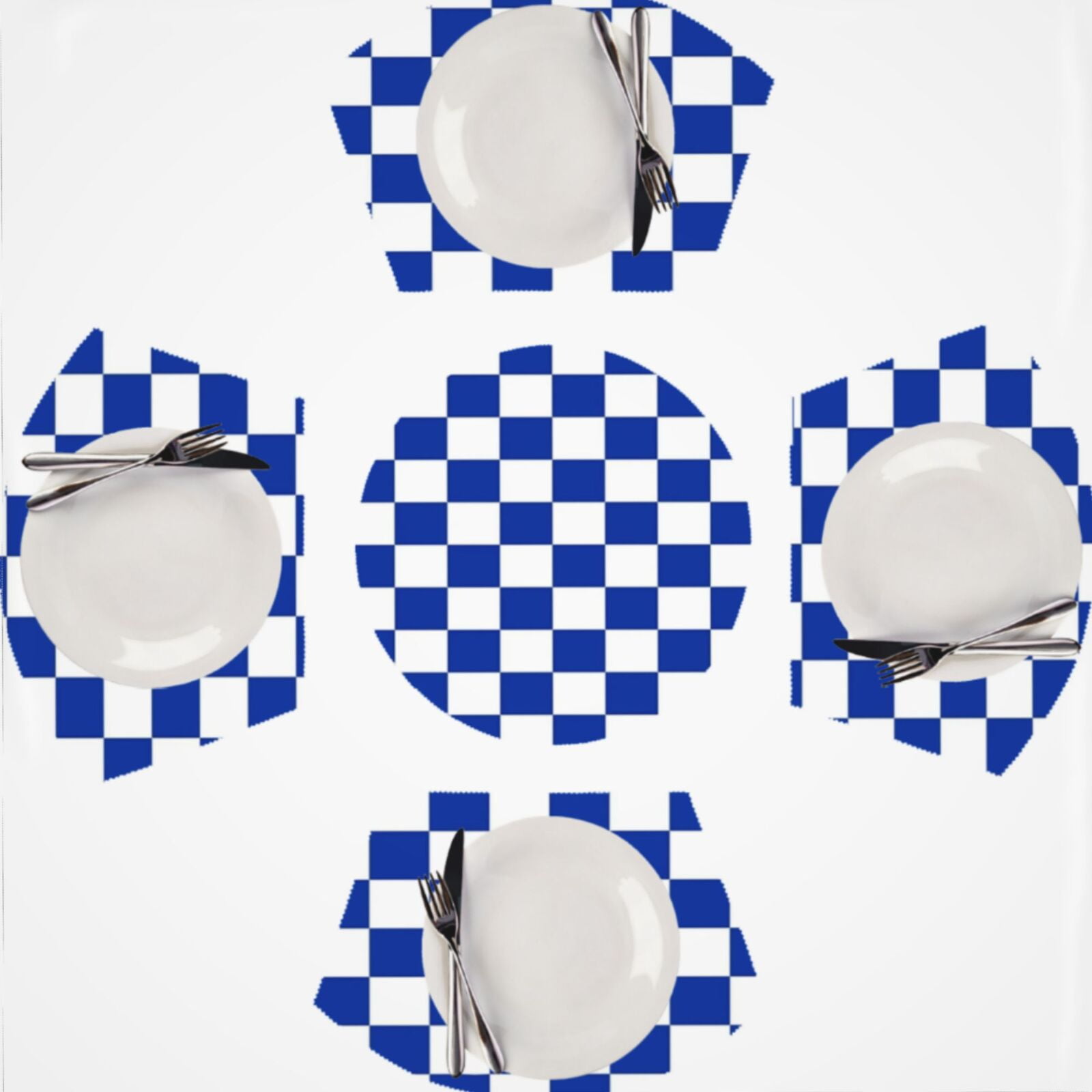 Kentucky Checkerboard Blue And White Round Table Placemats Set Of 5 ...