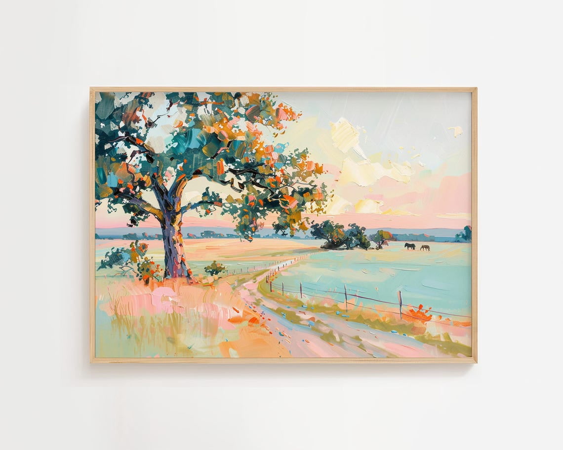 Kentucky Countryside Colorful Pastel Field Scenic Horse Landscape ...