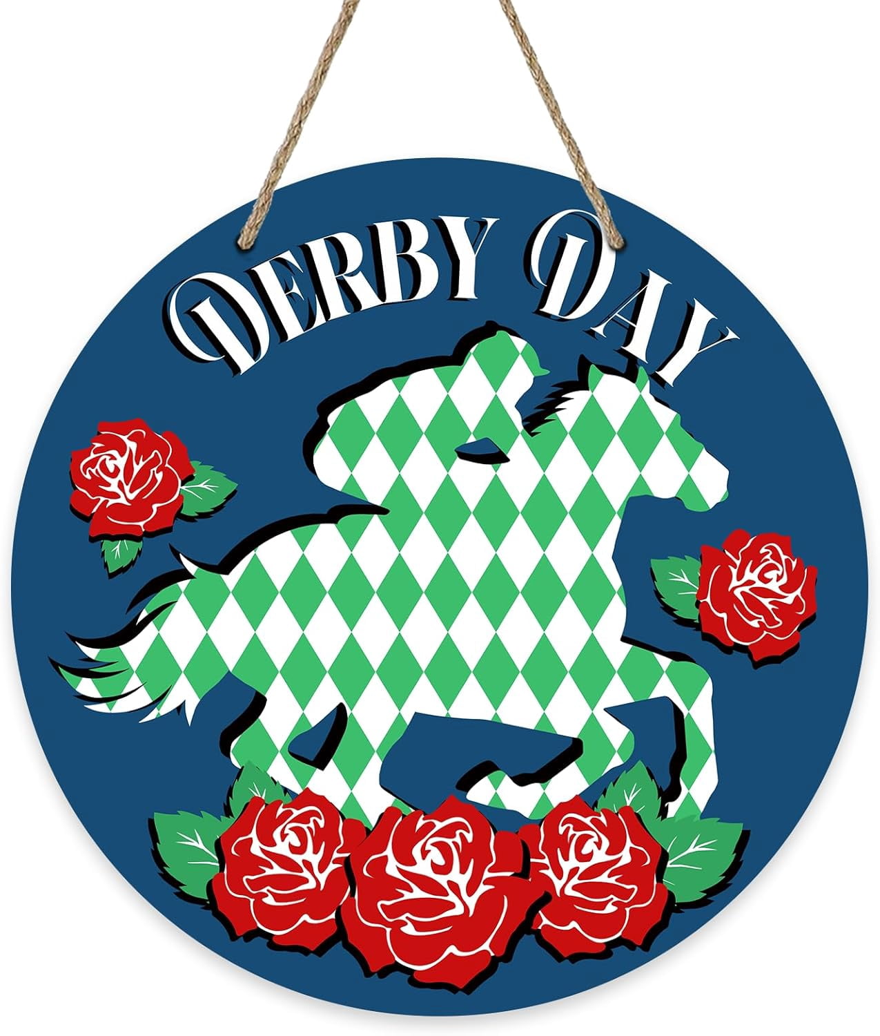 Kentucky Derby Day Front Door Sign, Horse Racing Jockey Run for The ...
