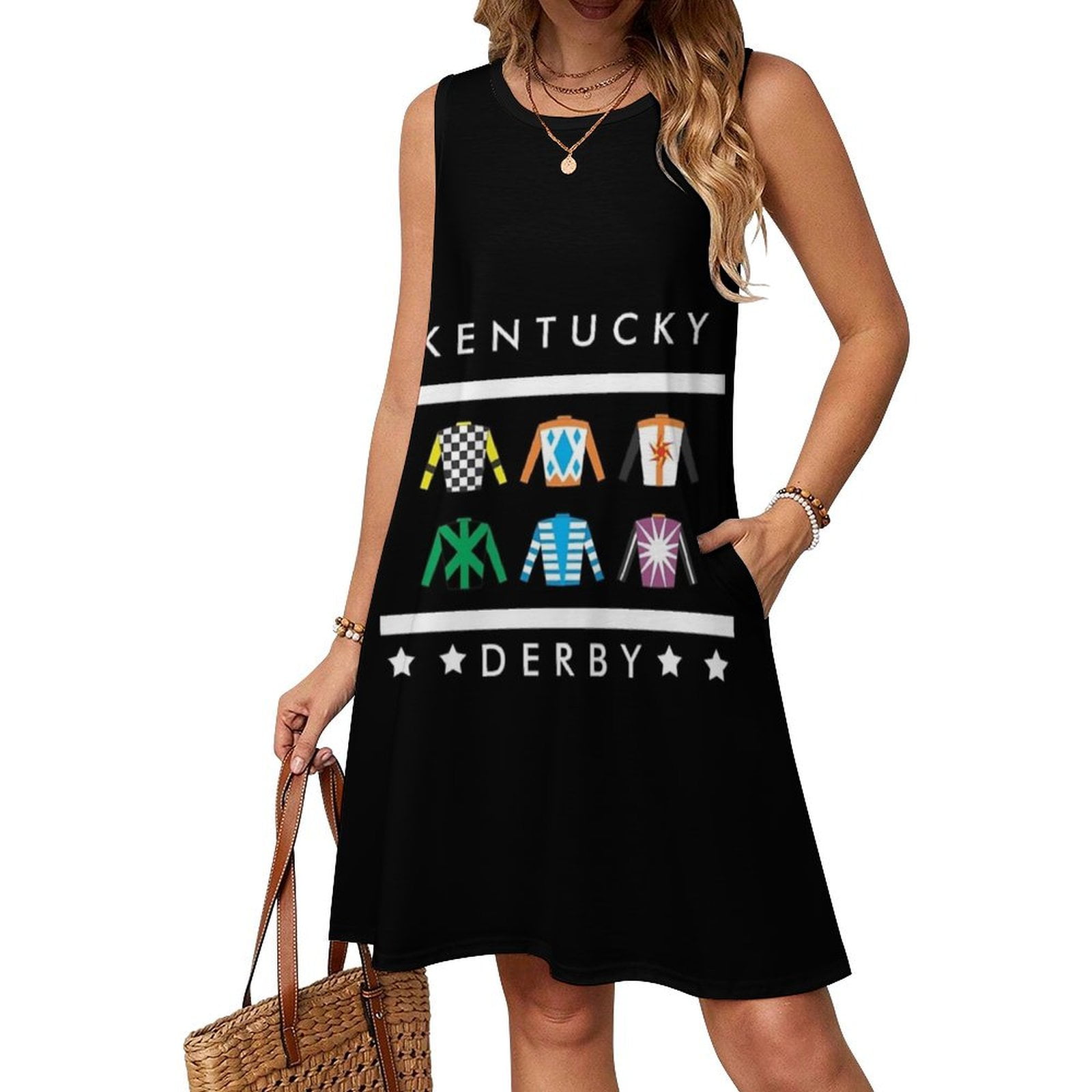 Kentucky Derby Day Summer Spring Dress Women Sleeveless Casual Ladies ...