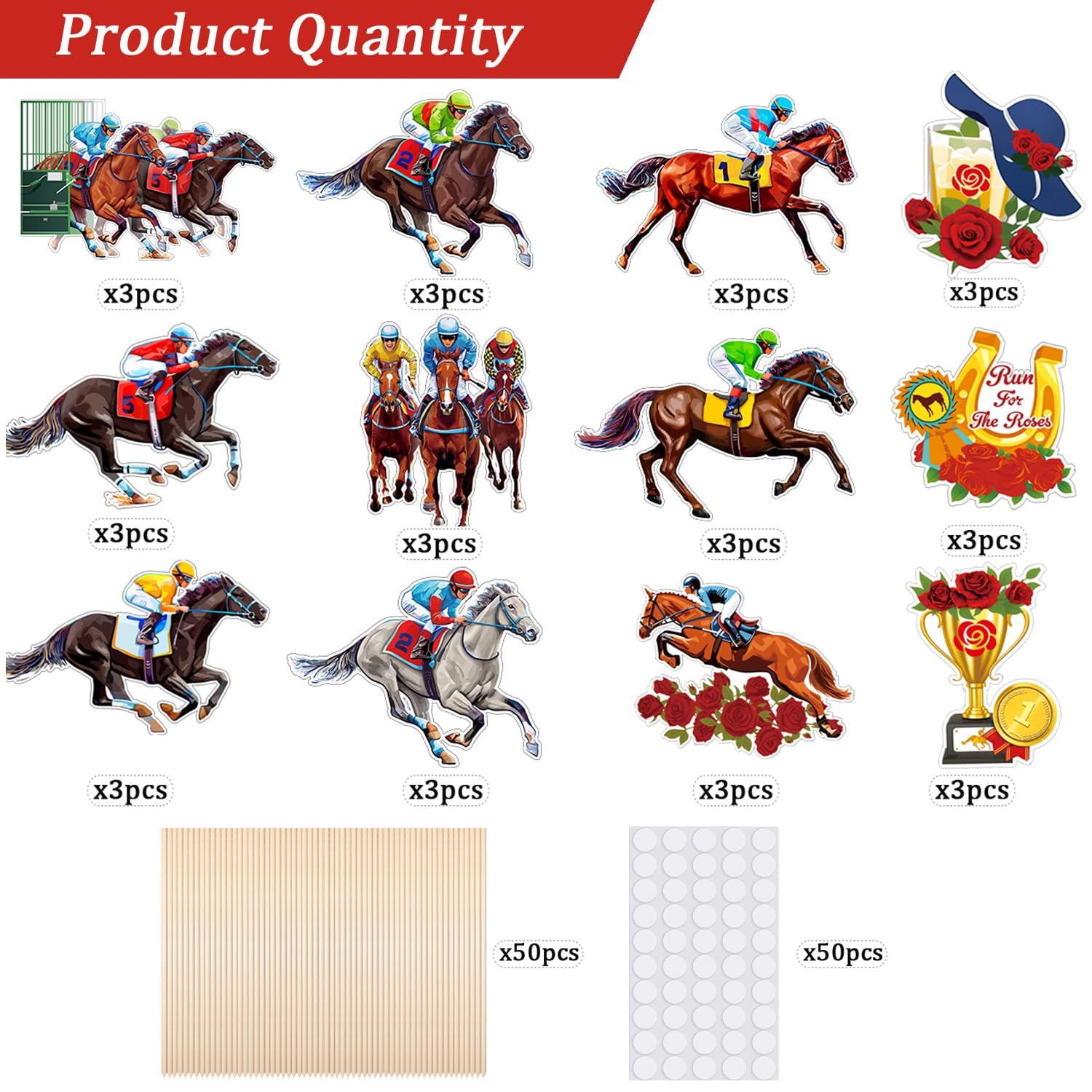 Kentucky Derby Party AJH3 Cupcake Toppers Horse Racing Decorations ...