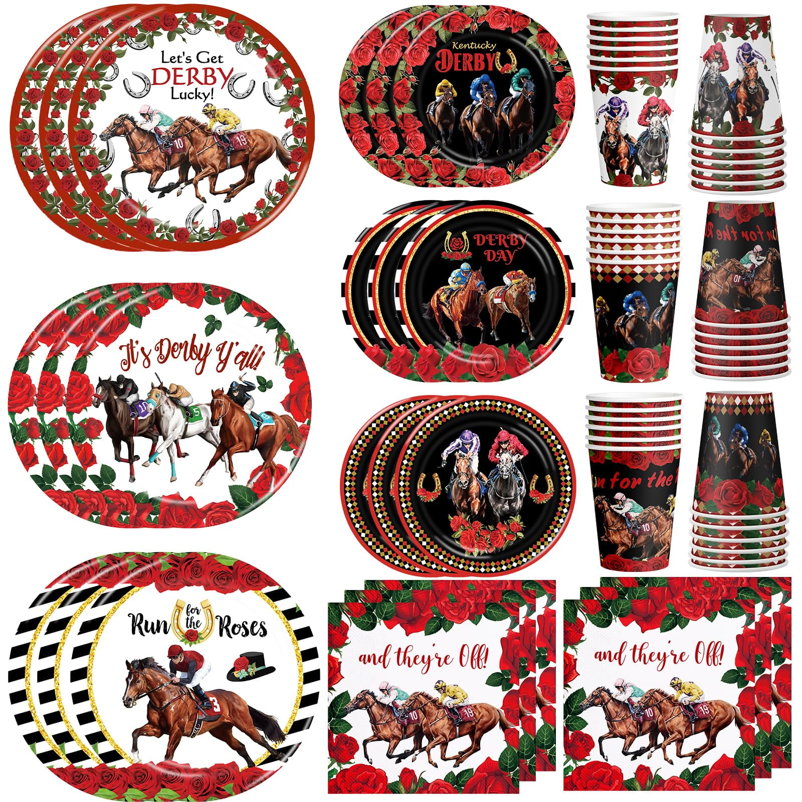 Kentucky Derby Party Tableware KEF16 Set Horse Race 120pcs Disposable ...