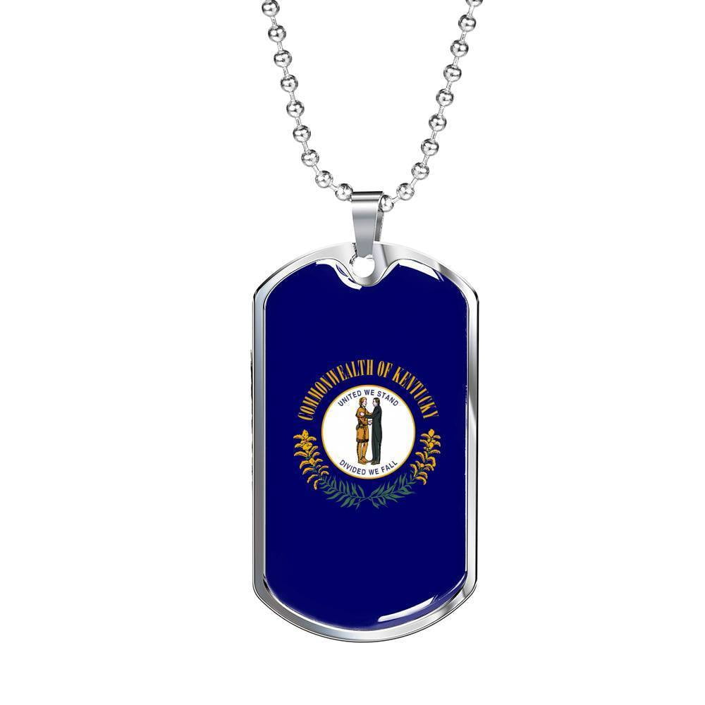 Kentucky State Flag Necklace Stainless Steel or 18k Gold Dog Tag 24 ...