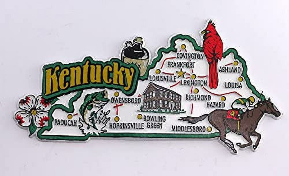 Kentucky State Map and Landmarks Collage Fridge Souvenir Collectible ...