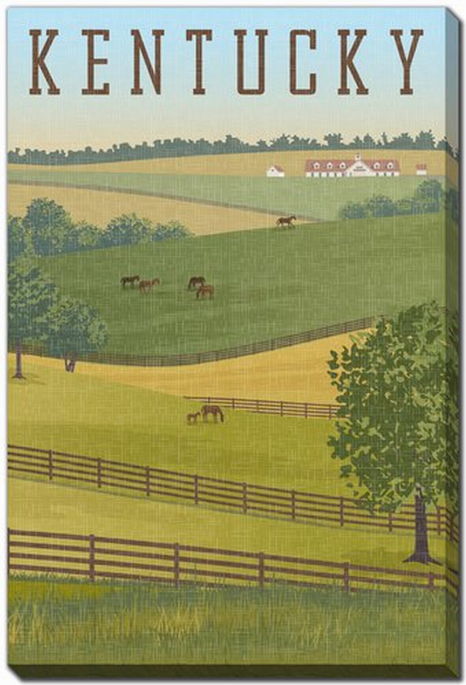 Kentucky State Poster, 22" x 28" Print on Canvas Wall Art by Art Source ...