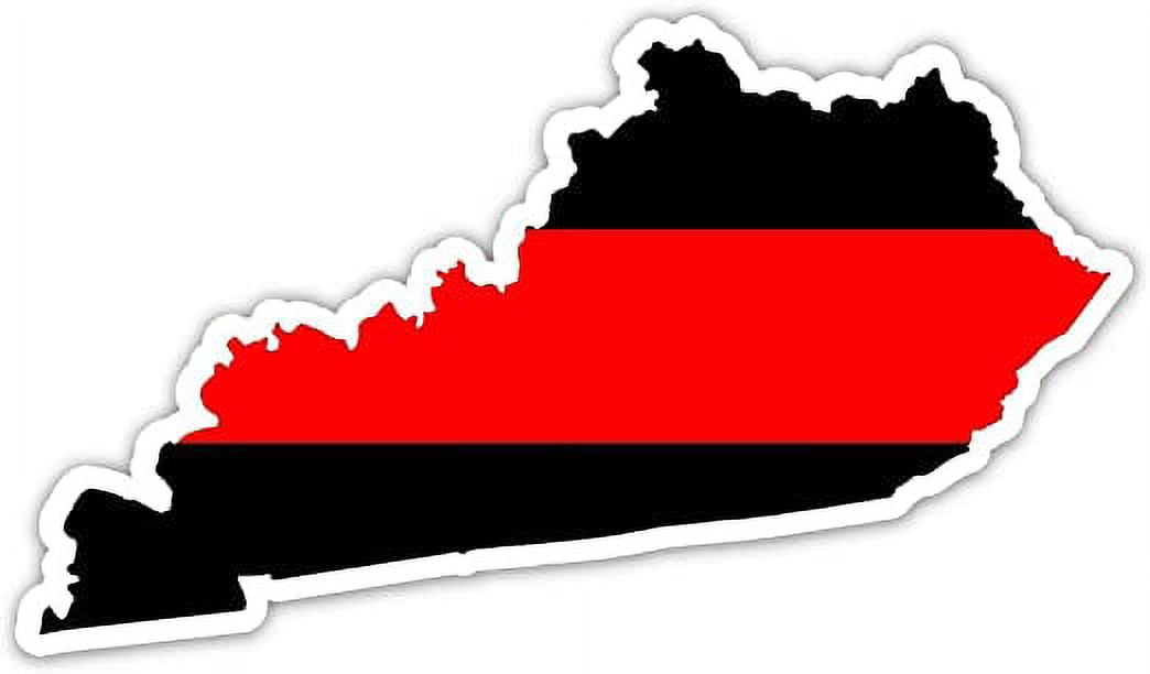 Kentucky State Shape Fireman Red Line Ribbon Sticker Decal 3x5 in ...