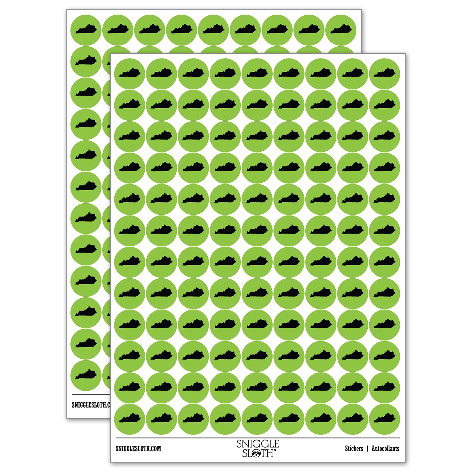 Kentucky State Silhouette 200+ Round Stickers - Light Green - Gloss ...