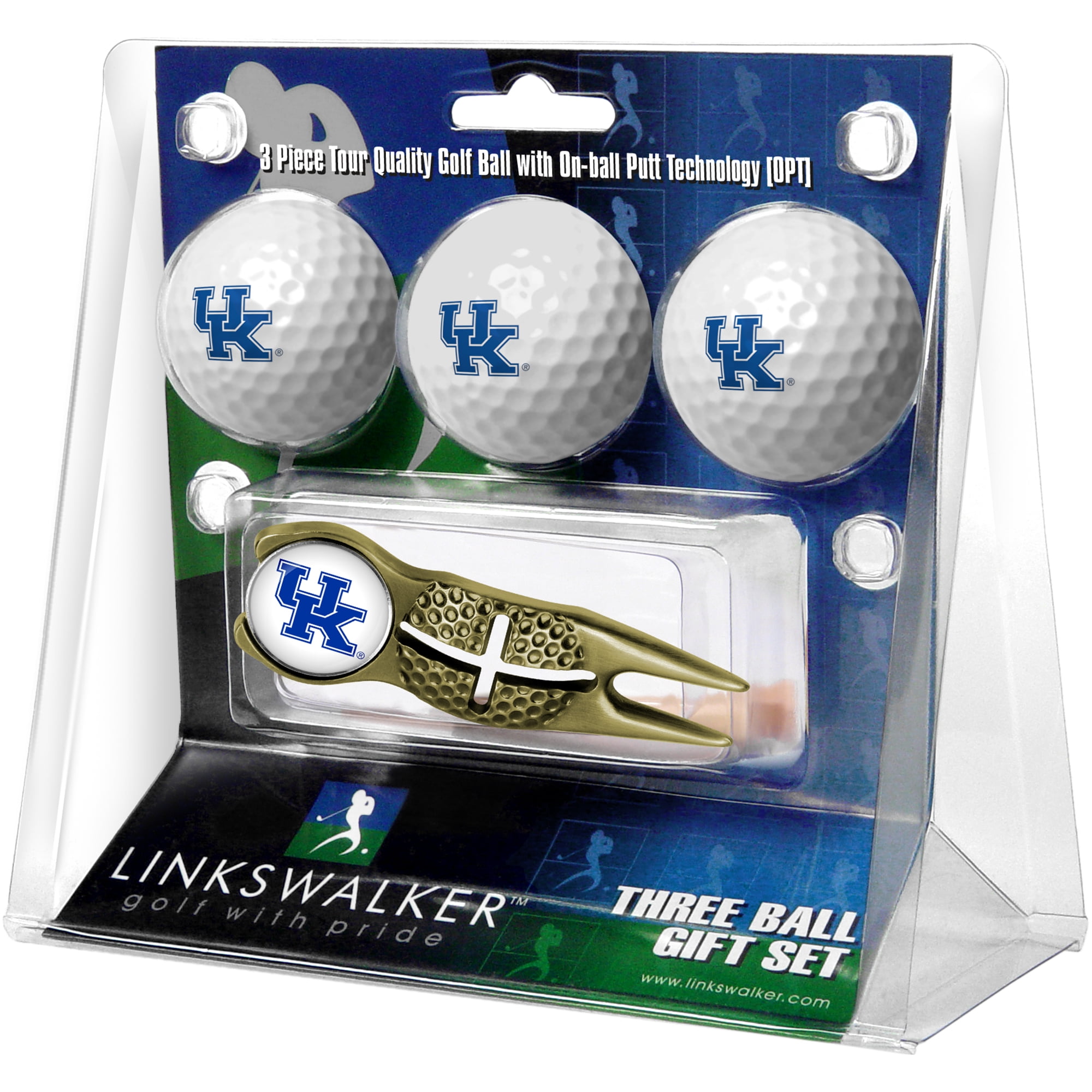 Kentucky Wildcats 3-Pack Golf Ball Gift Set with Gold Crosshair Divot ...