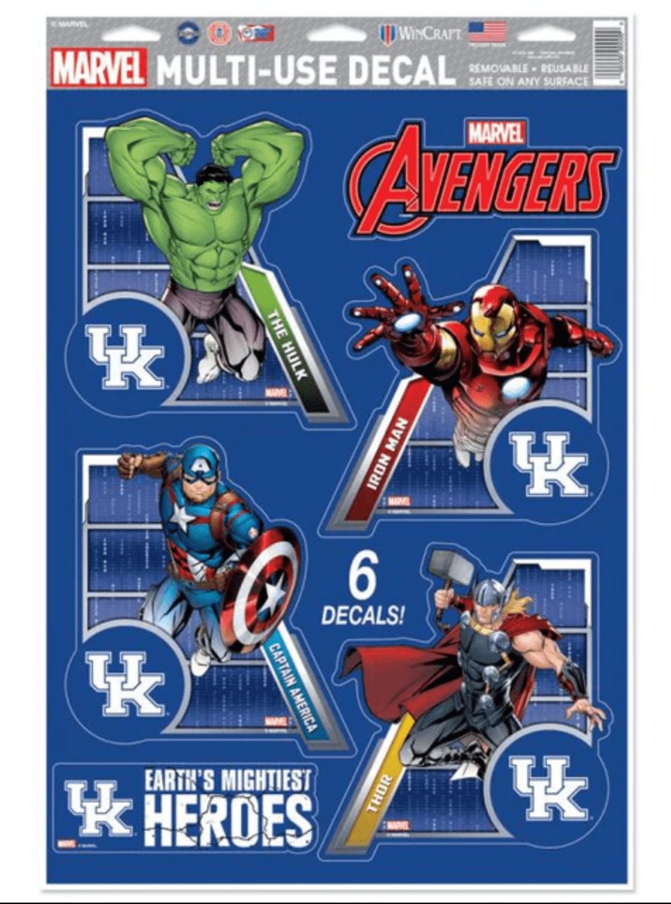 Kentucky Wildcats / MARVEL Multi-Use 6 Piece Decals 11" x 17" - Walmart.com