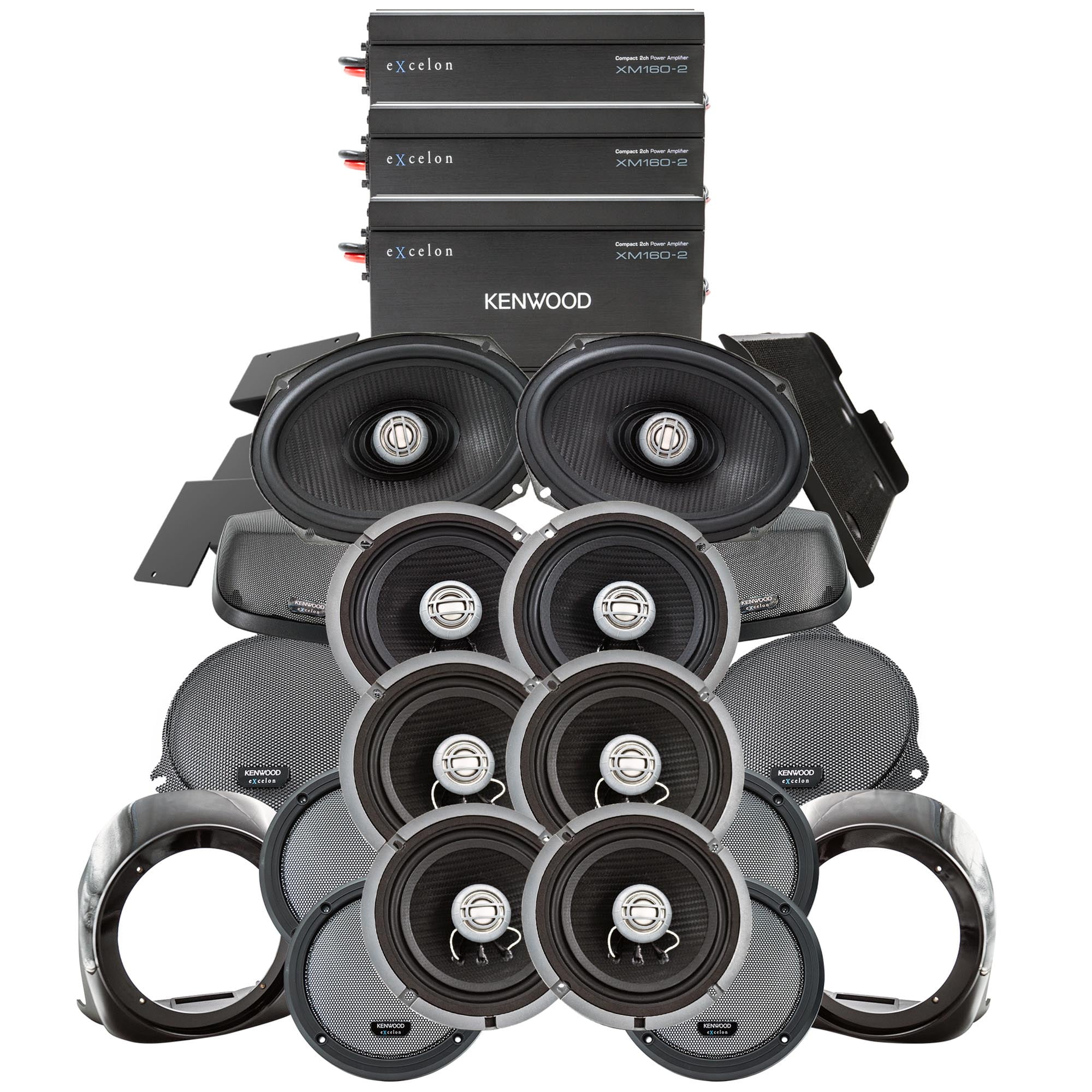 Kenwood 3 2-Channel Amplifiers with 3 Pair of 6 1/2" Speakers and 1 ...