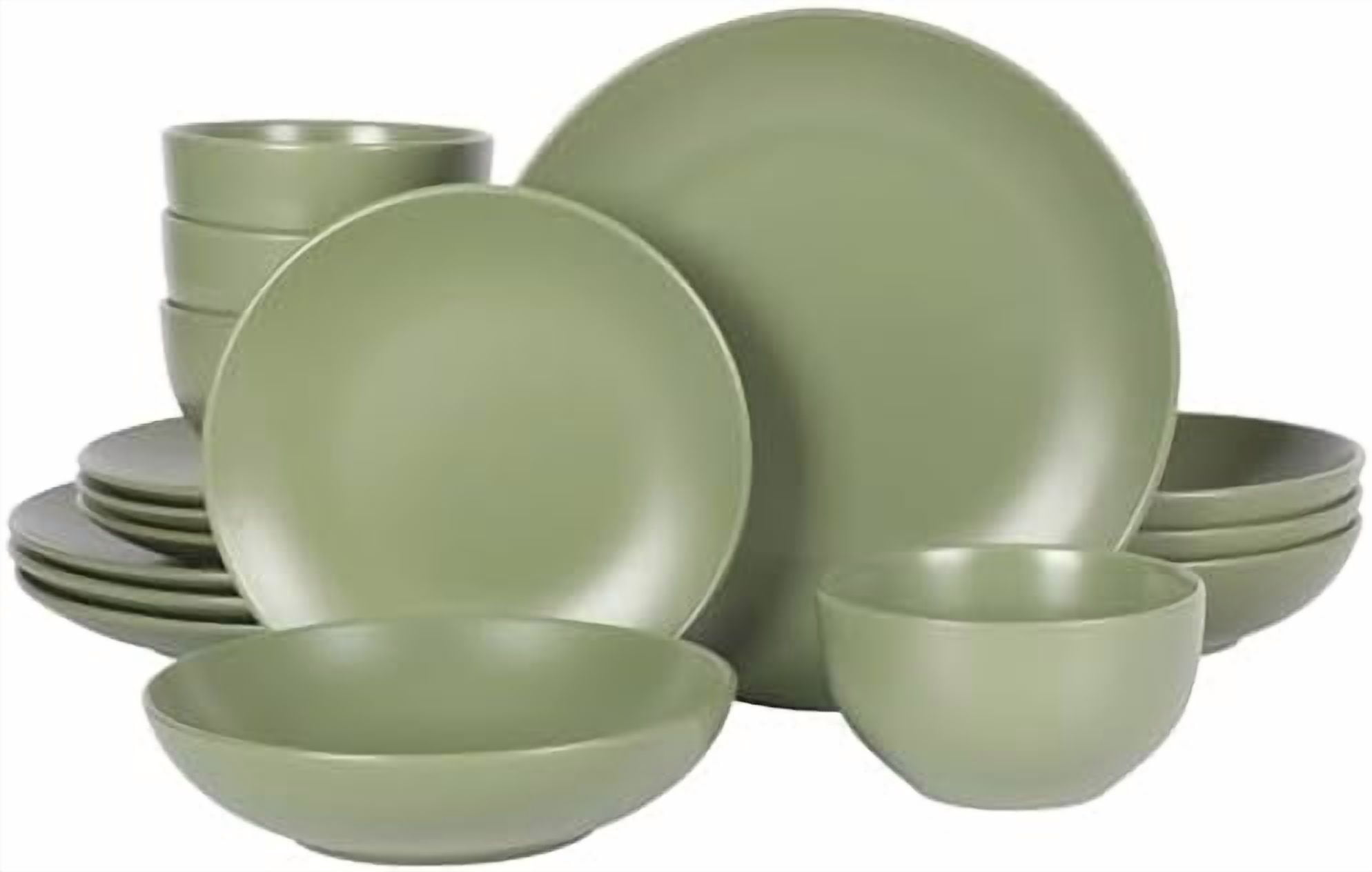 Kenwood Shores 16 Piece Dinnerware Set, Brown Striped, Stoneware, Hand ...