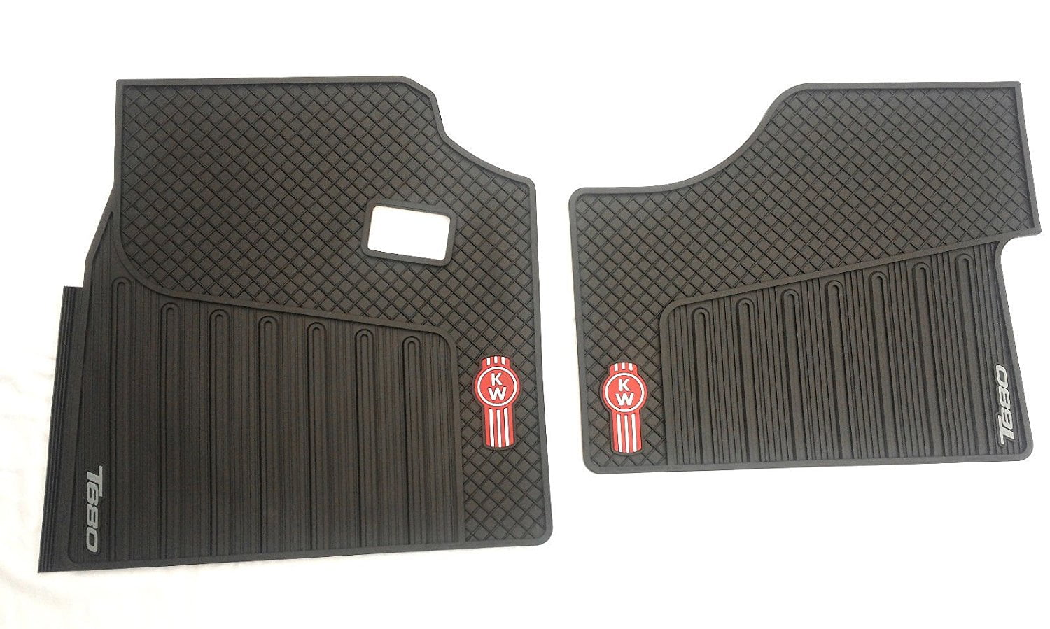 Kenworth T680 OEM All-Weather Black Rubber Floor Mats with Red Logo ...
