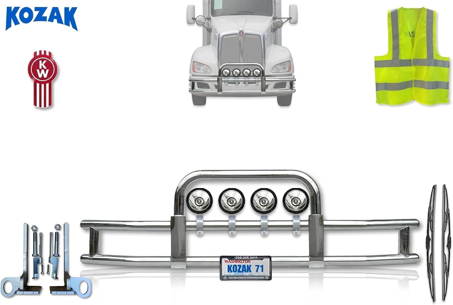 Kenworth T660 Front Bumper Grille Deer Brush Moose Guard - Square ...