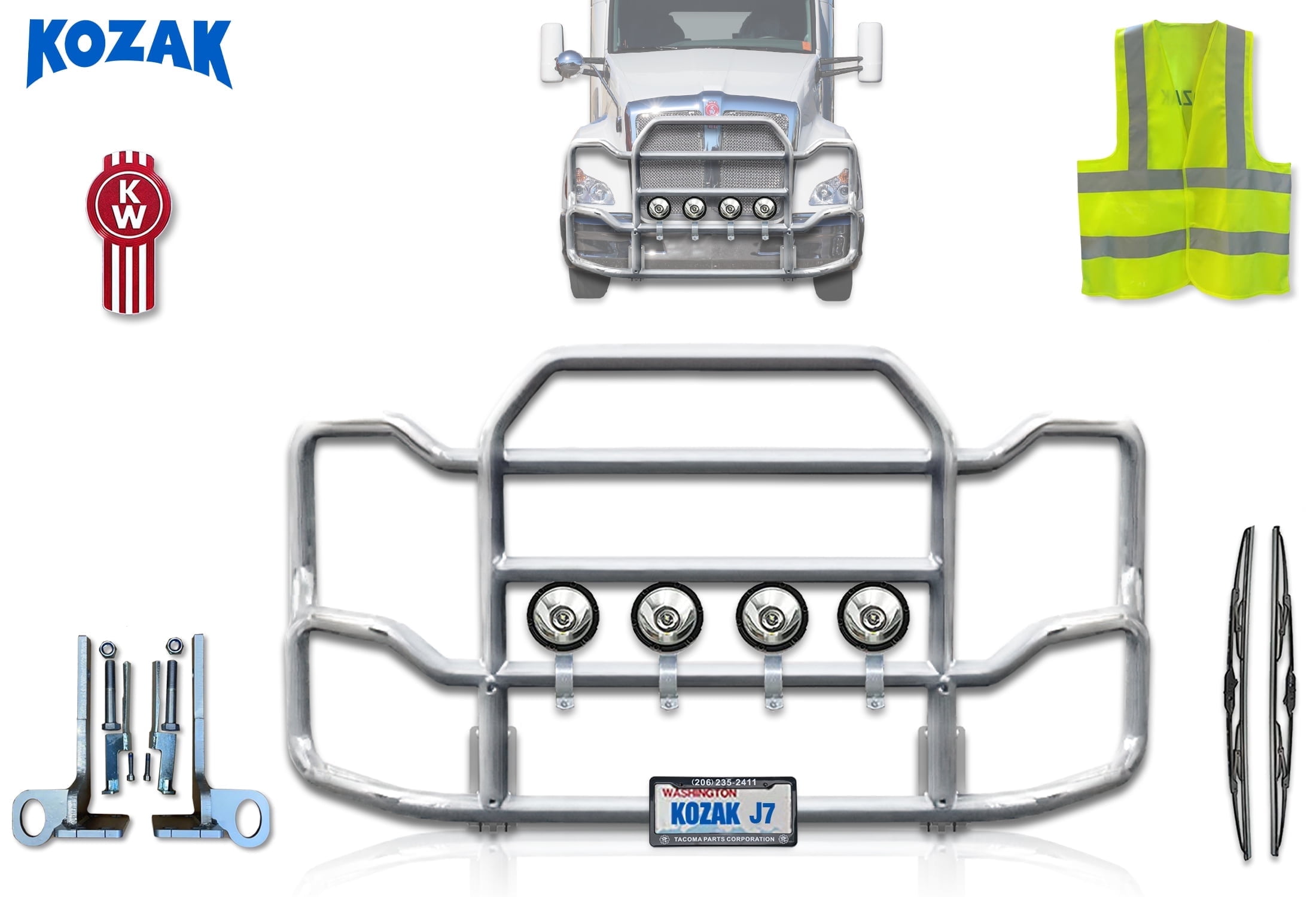 Kenworth T680 2012-2021 Grille Deer Moose Bumper Guard - Chrome ...