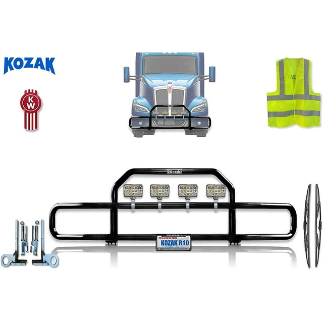 Kenworth T680 2022+ Models Black Front Grille Deer Moose Brush Bumper ...