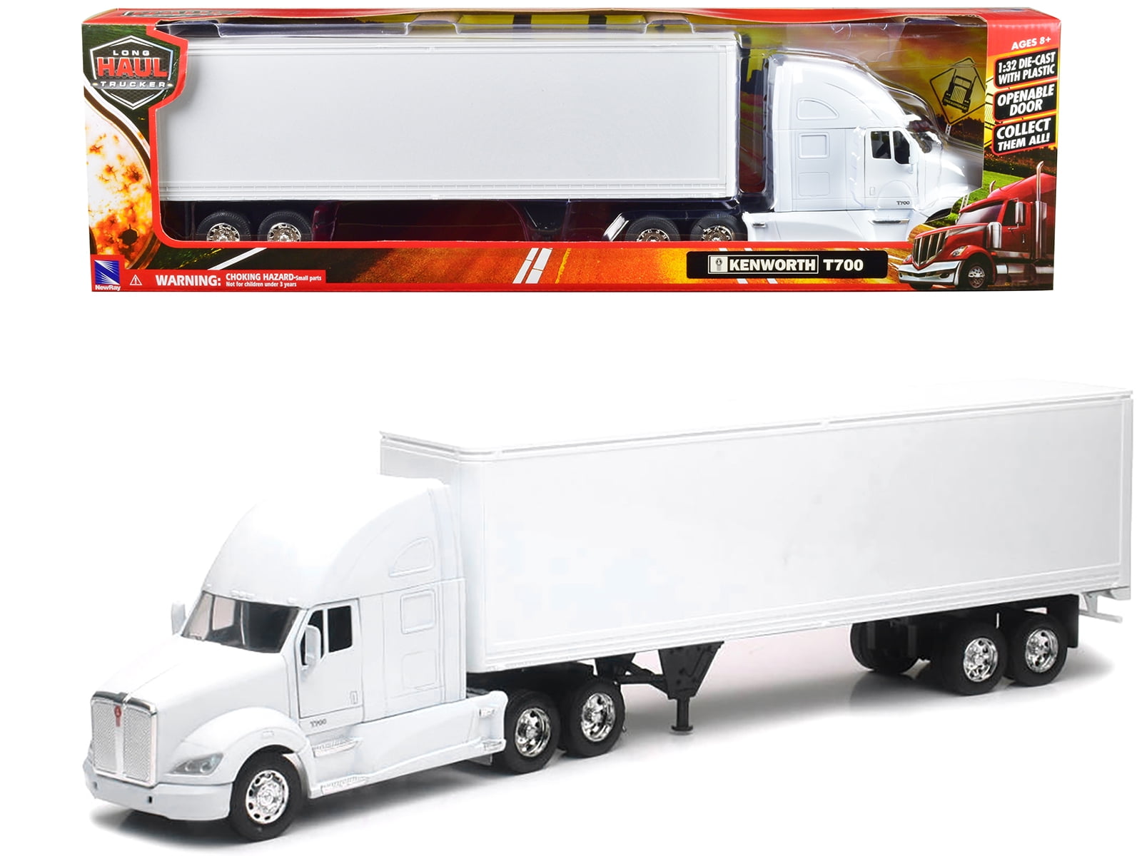 New Ray, Kenworth T700 Diecast Model Truck, Dry Goods Trailer, 1/32 ...