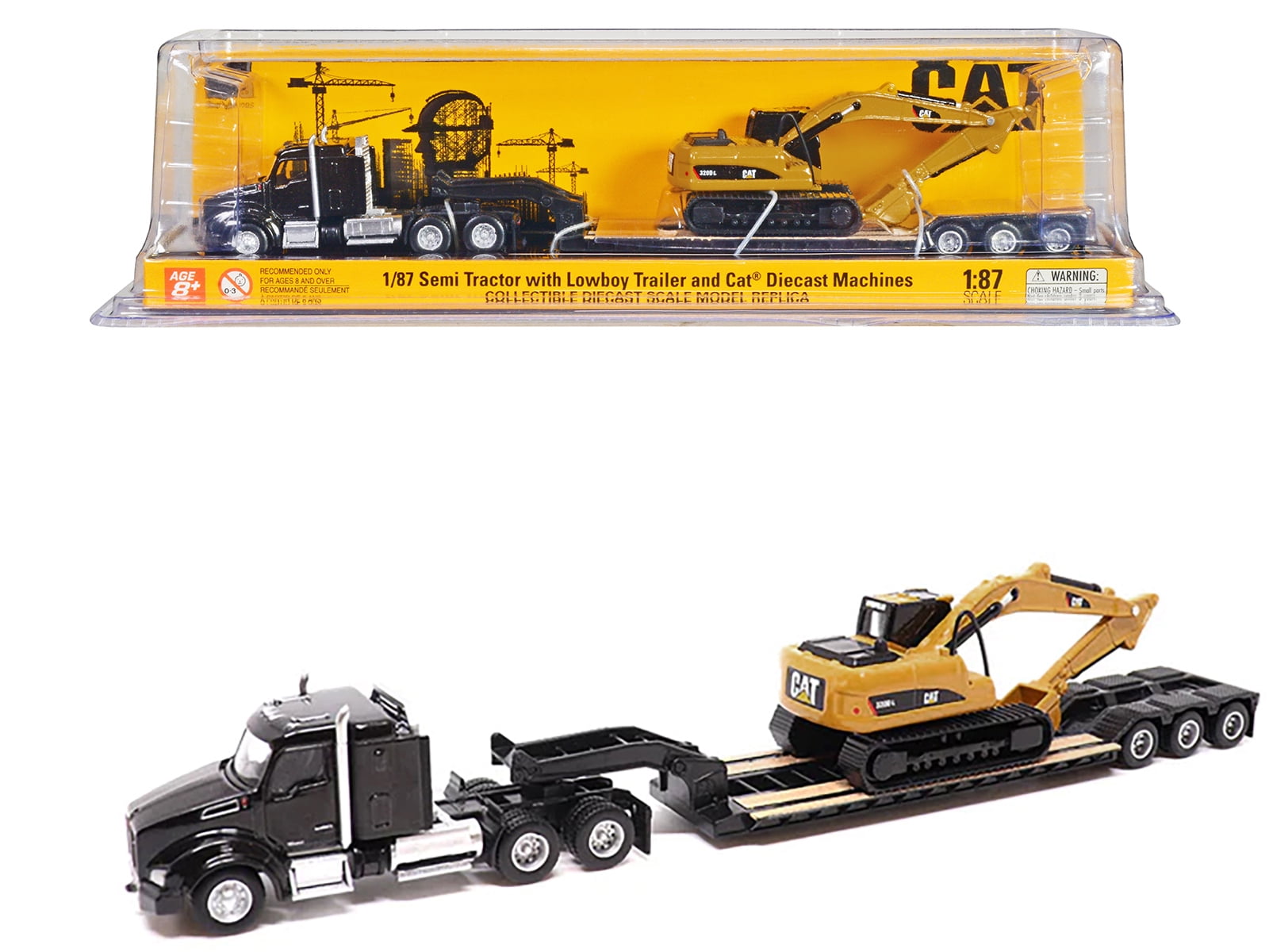 Kenworth T880 SBFS Sleeper Tandem Tractor Black with Lowboy Trailer and ...