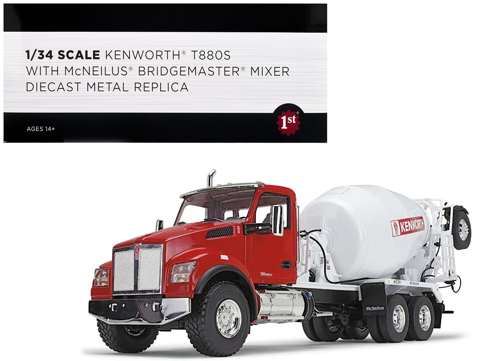 Kenworth T880S Truck with McNeilus Bridgemaster Cement Mixer Red and ...