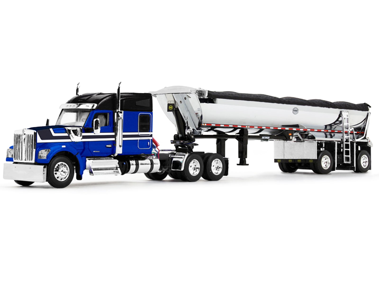 Kenworth W990 76" Mid-Roof Sleeper and MAC Half Round End Dump Trailer ...