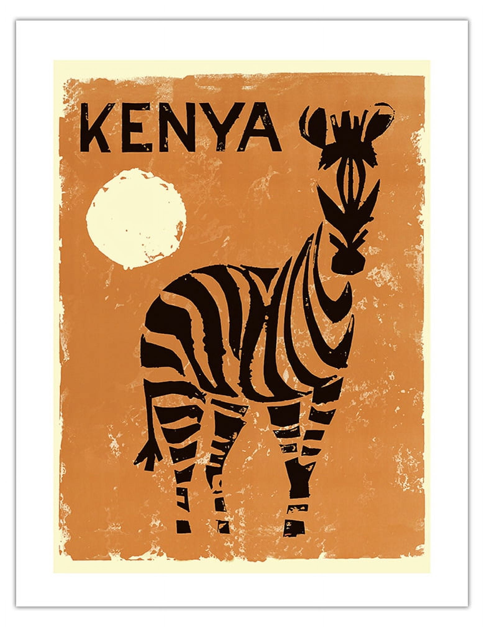 Kenya Africa - Zebra - Vintage Travel Poster c.1960 - Bamboo Fine Art ...